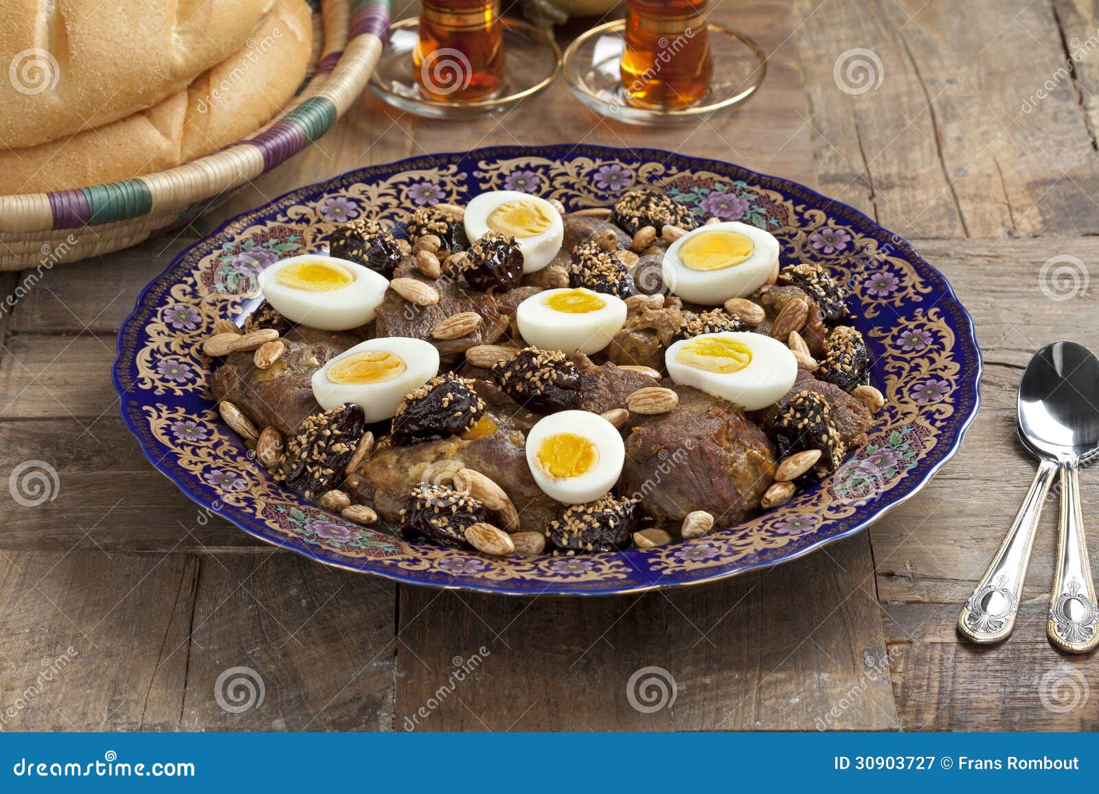 Moroccan Meat, Plums and Eggs Stock Image - Image of traditional ...