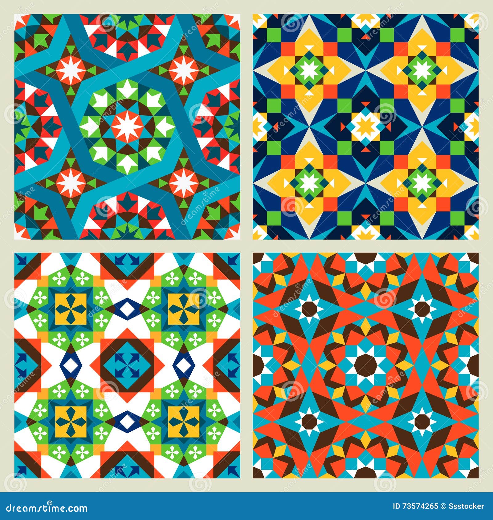 Moroccan Mosaic Seamless Patterns Stock Vector - Illustration of ...