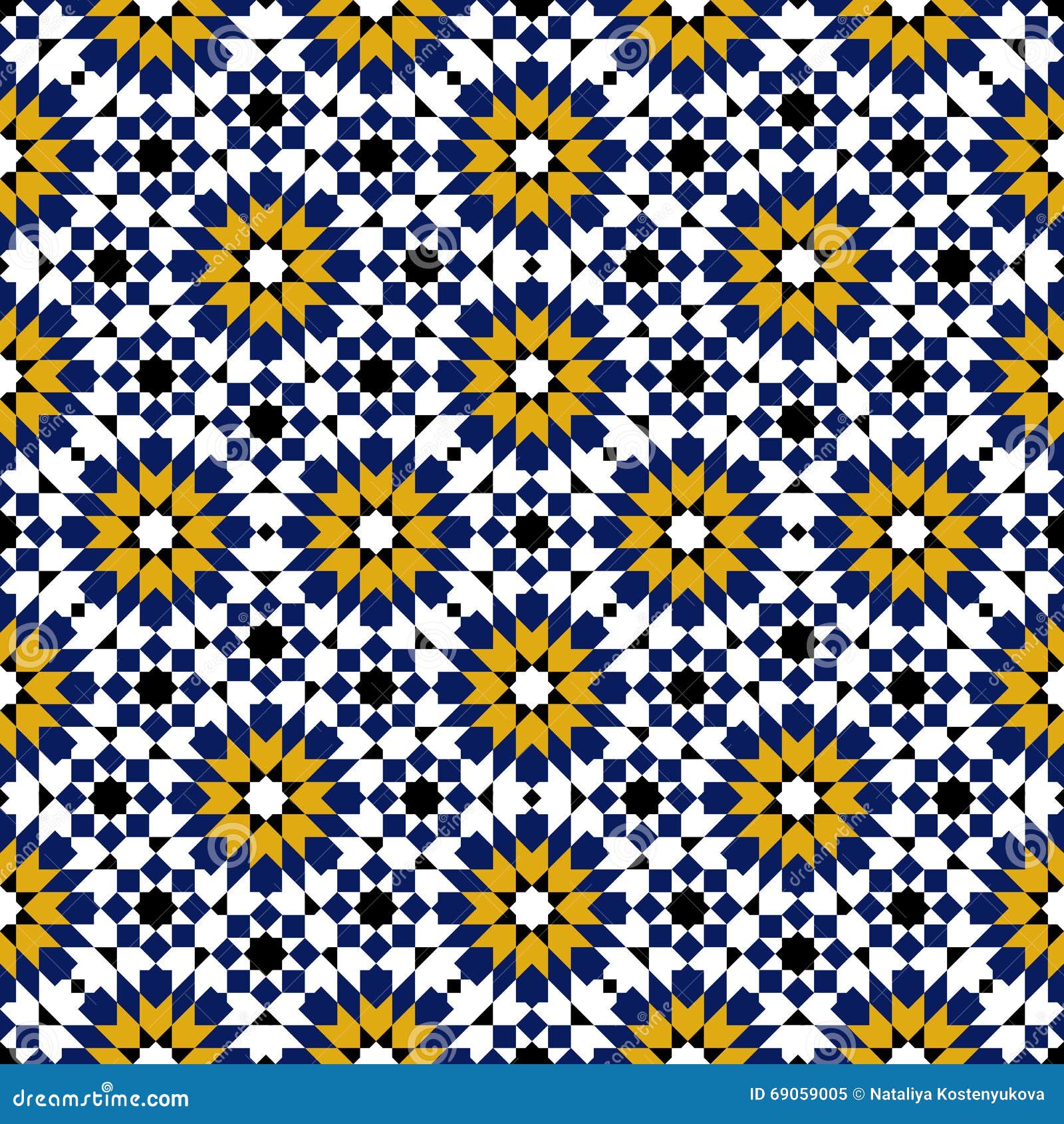 Moroccan mosaic seamless stock vector. Illustration of pattern - 69059005