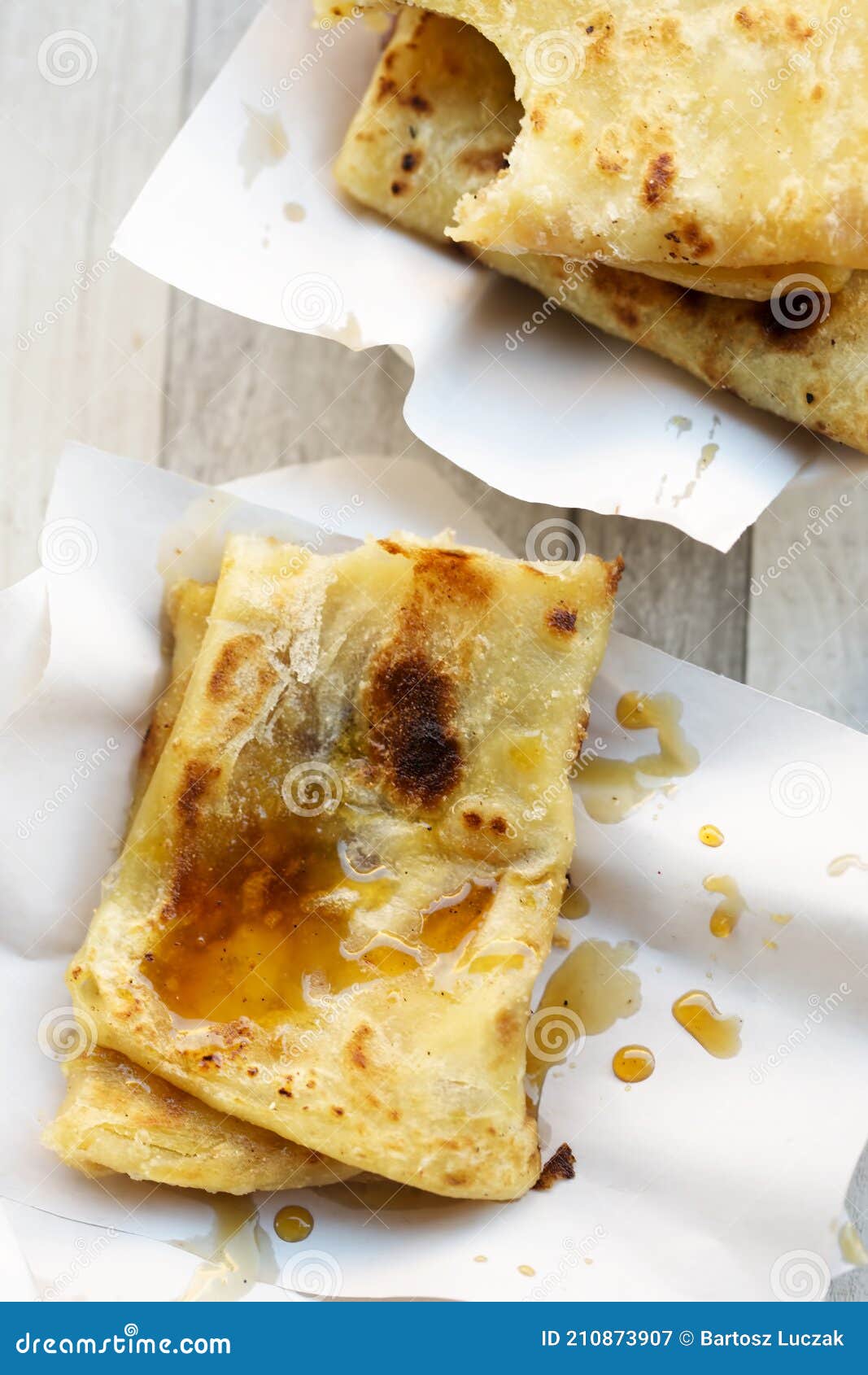 Moroccan Msemen Pancakes with Honey Stock Image - Image of fresh, bread ...