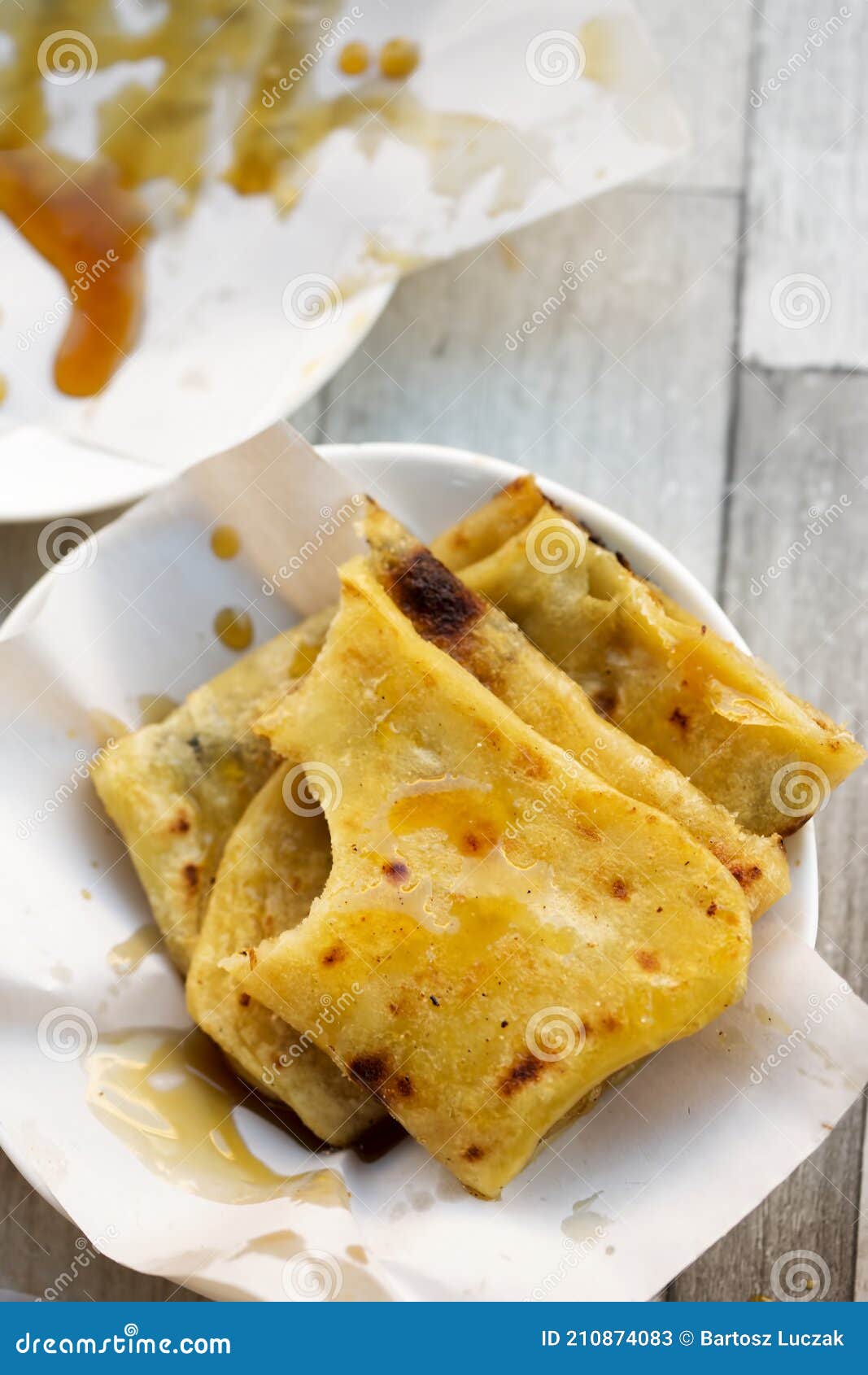 Moroccan Msemen Pancakes with Honey Stock Image - Image of dough, flat ...