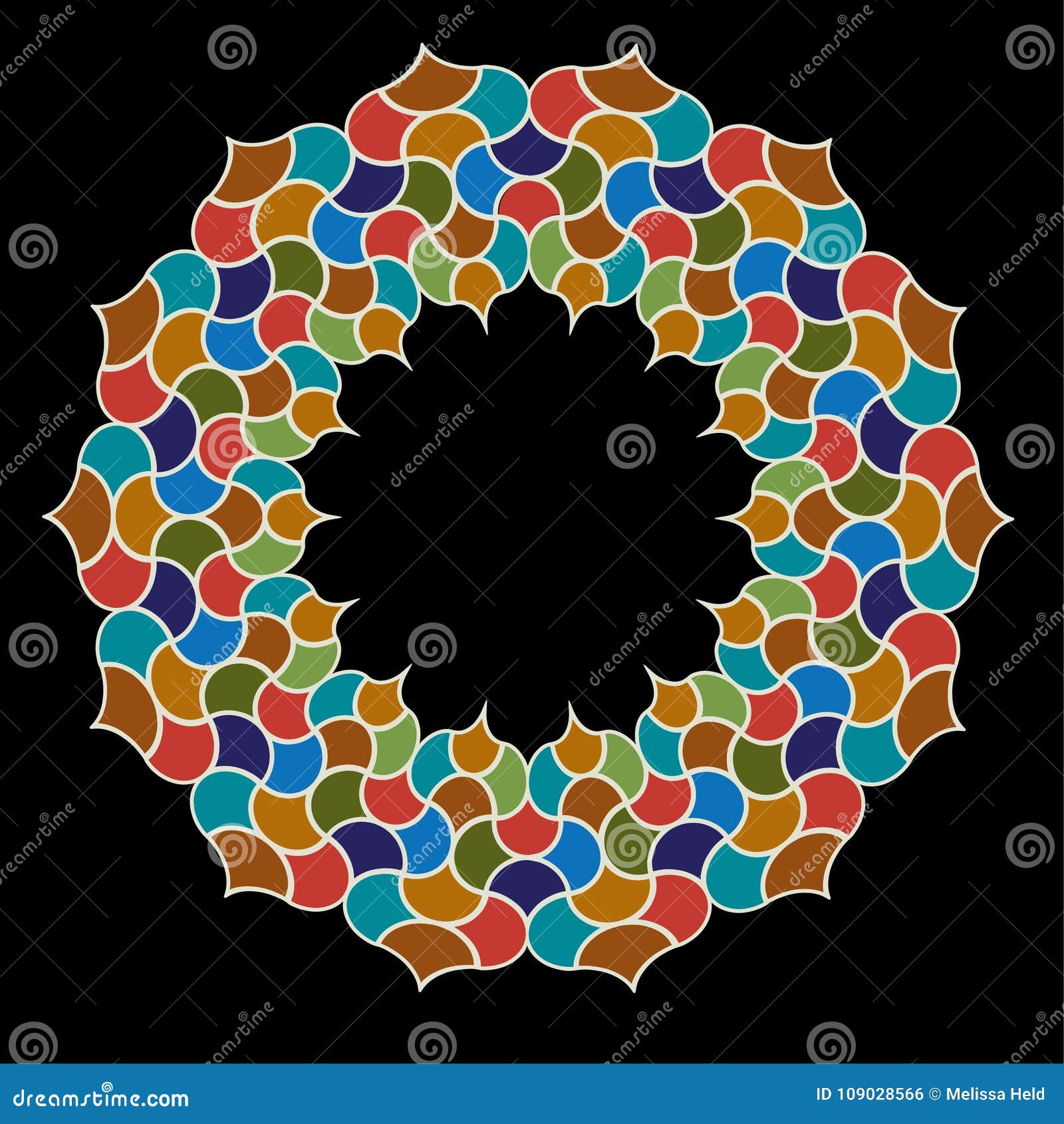 Moroccan Ornate Tile Circle Frame Graphic Stock Illustration ...
