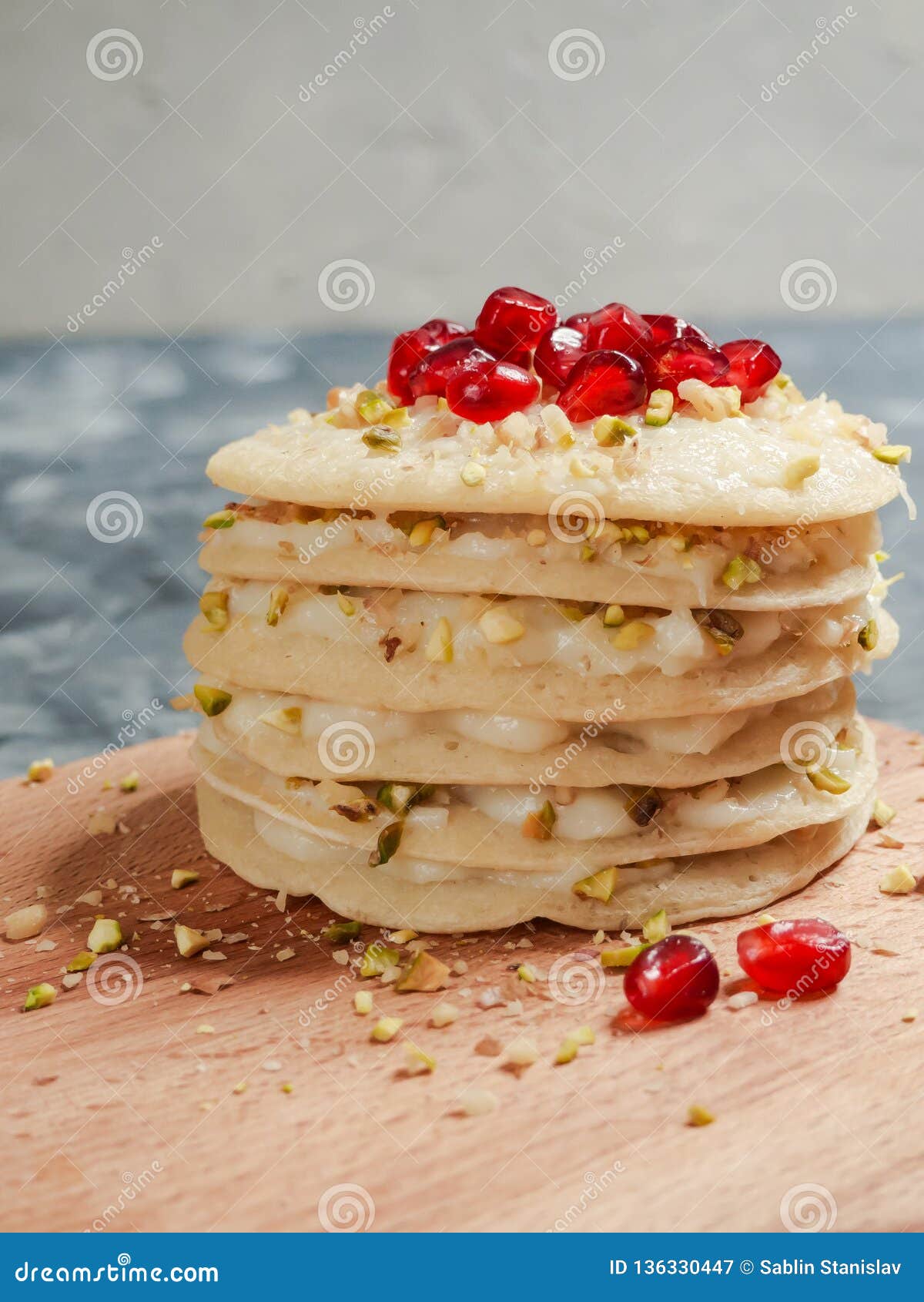 Moroccan Pancake Layer Cake - Baghrir Cake. Stock Image - Image of ...
