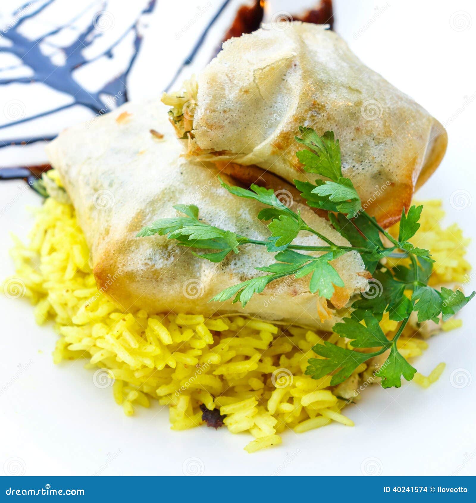 Moroccan Pastilla with Saffron Rice Stock Photo - Image of food, fresh ...