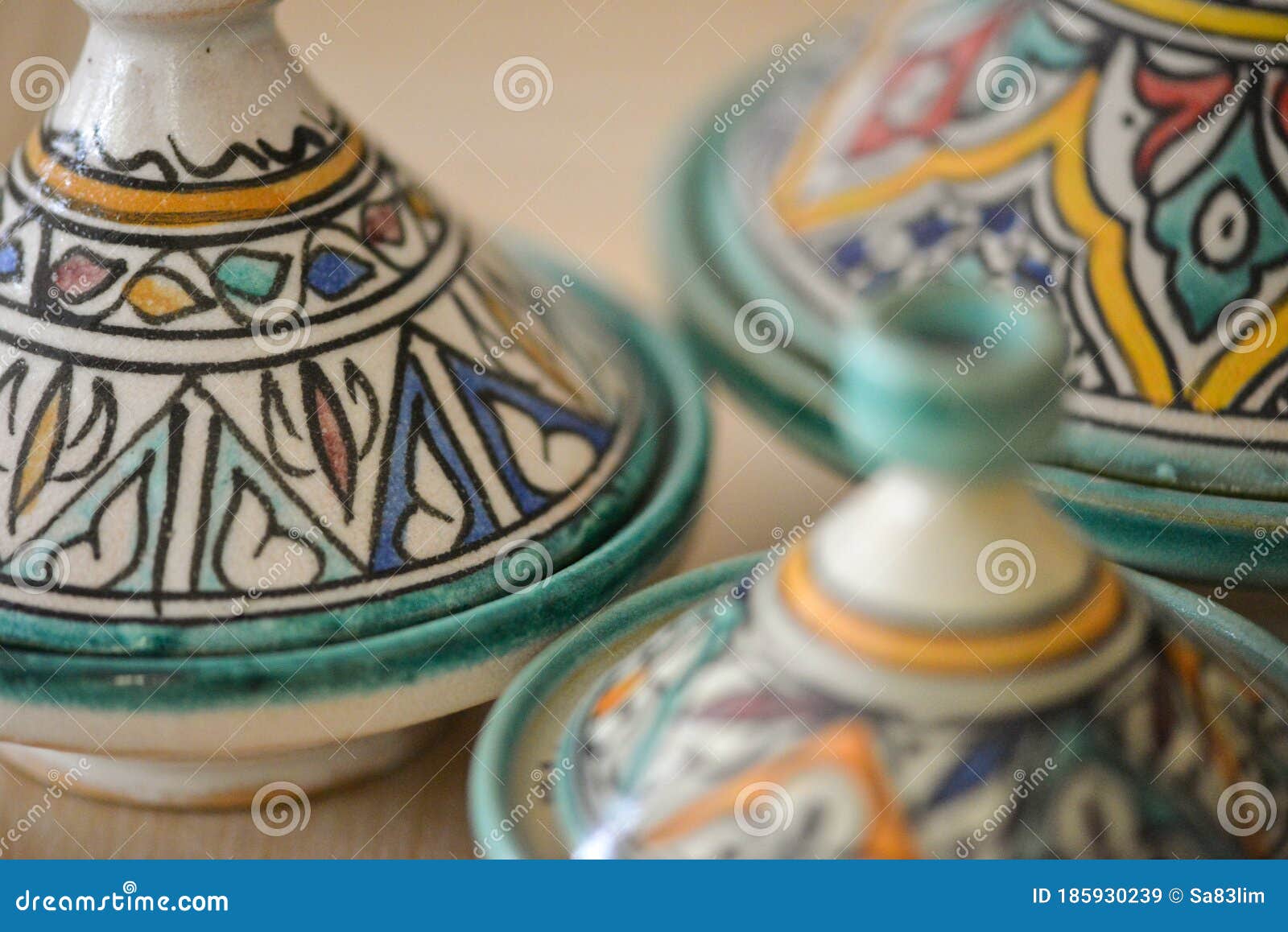 Moroccan ceramic pots stock image. Image of color, morocco - 185930239