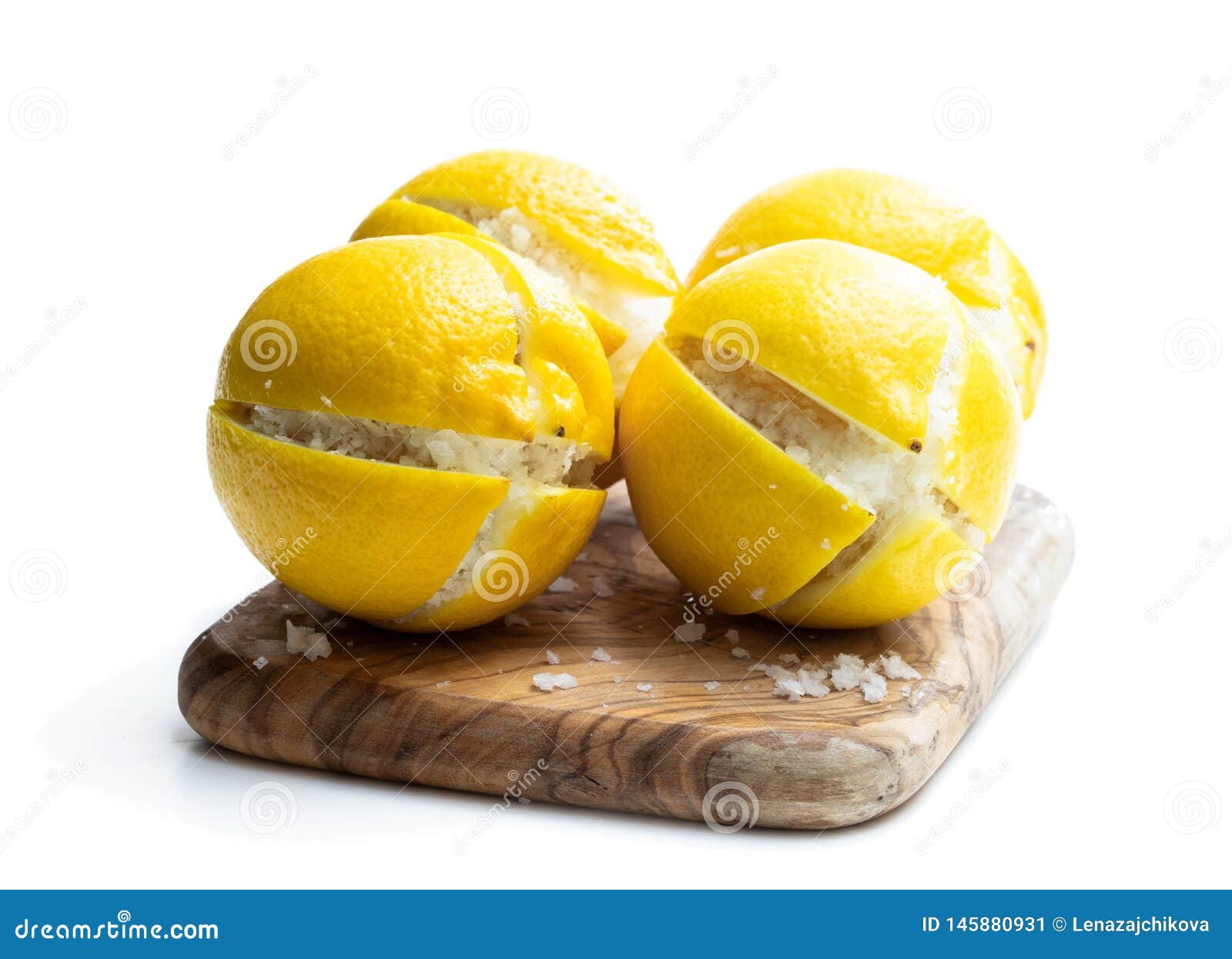 Moroccan Preserved Salted Lemons Isolated on White Stock Image - Image ...