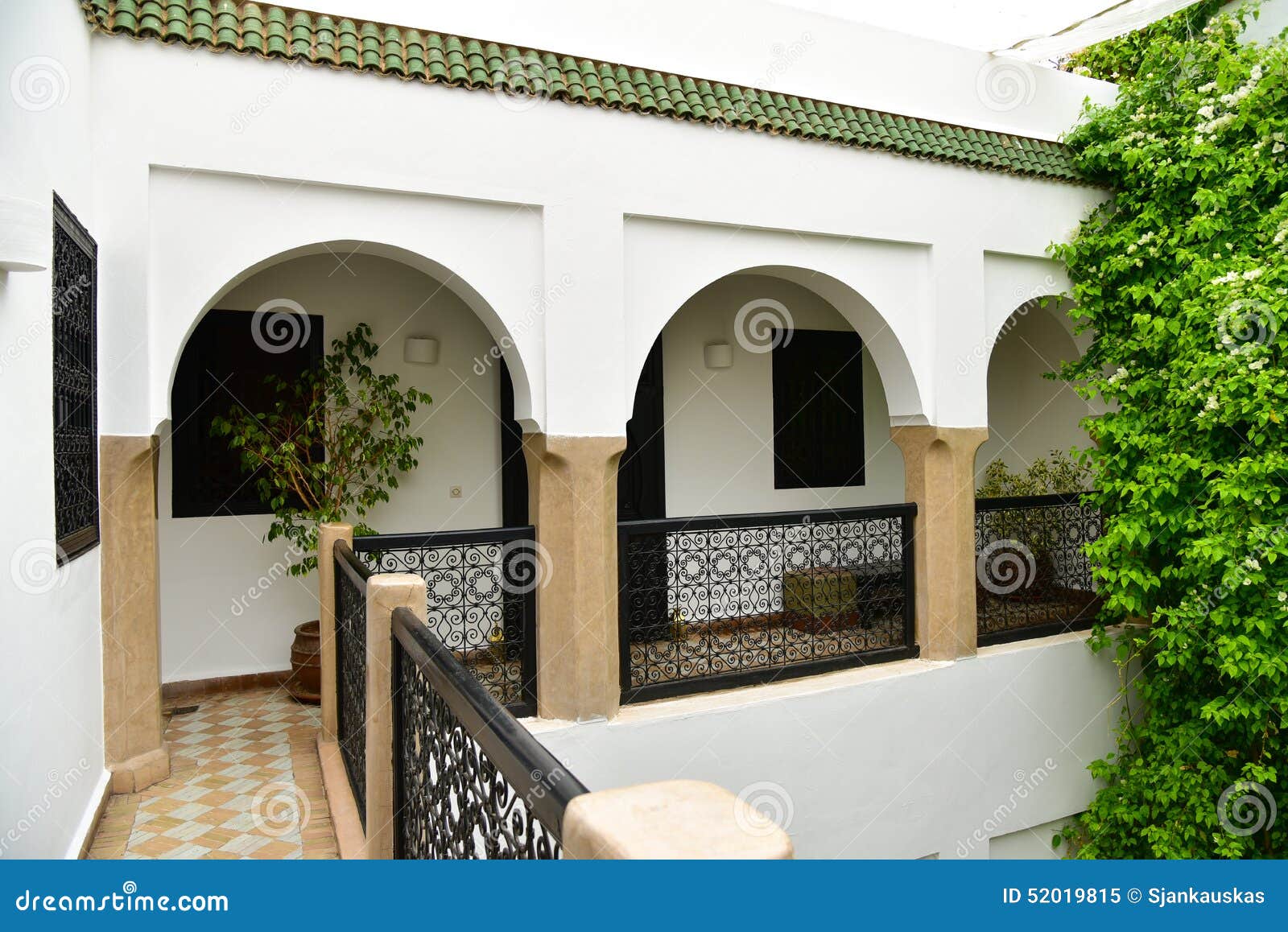 Moroccan Riad With Original Carved Table Legs, Arches And Fresh Flowers ...