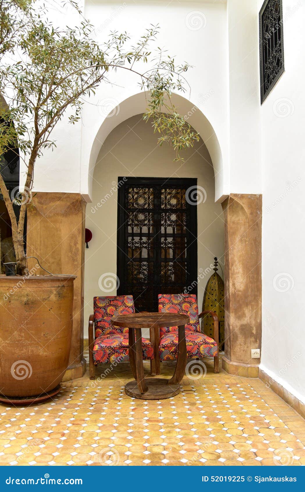 Moroccan riad interior stock image. Image of living, hallway - 52019225