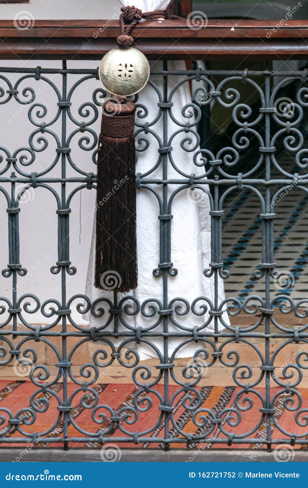 Moroccan Riad Railing with Decorative Pompon Stock Photo - Image of ...