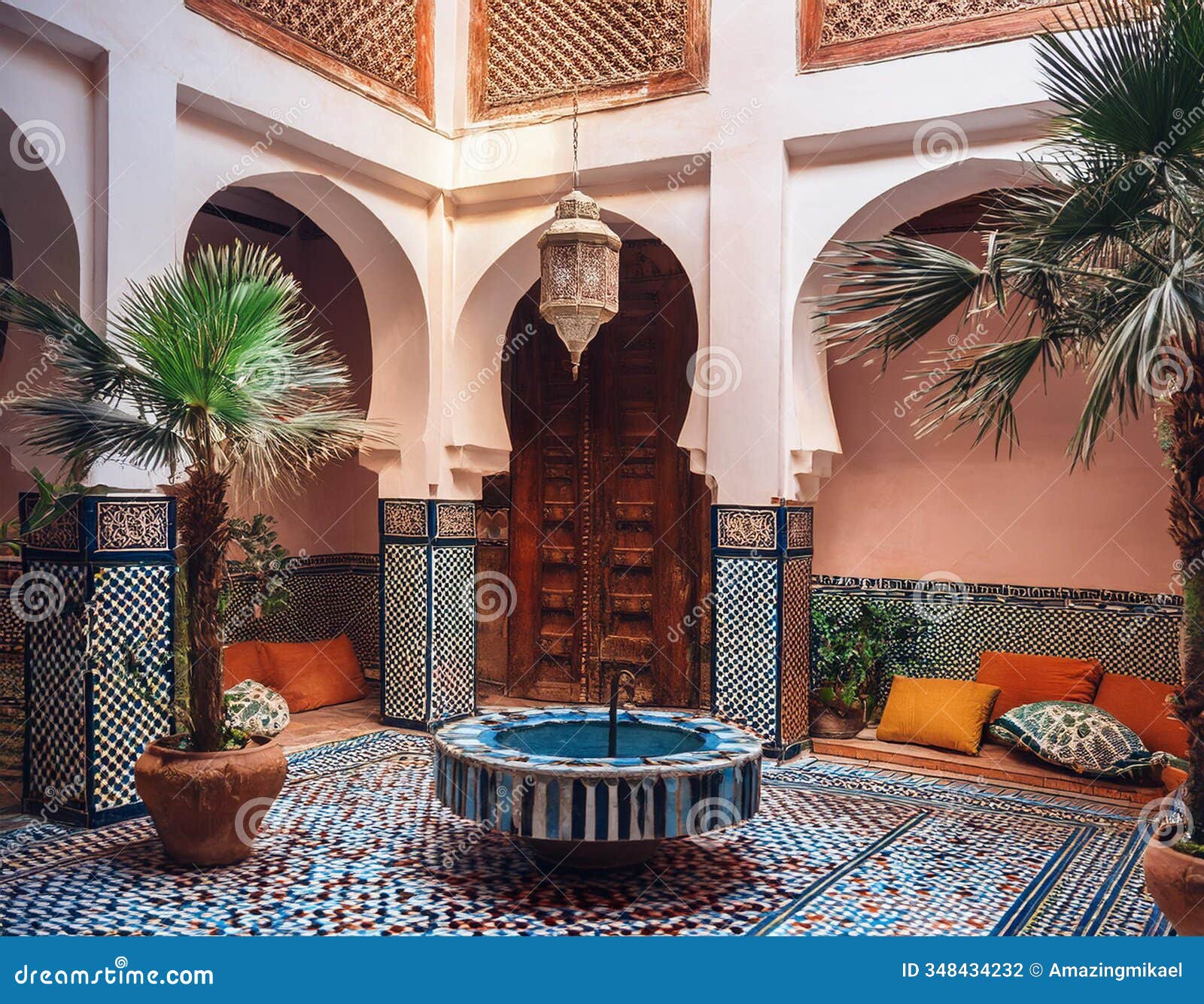 Moroccan Riad with Traditional Courtyard Stock Photo - Image of design ...