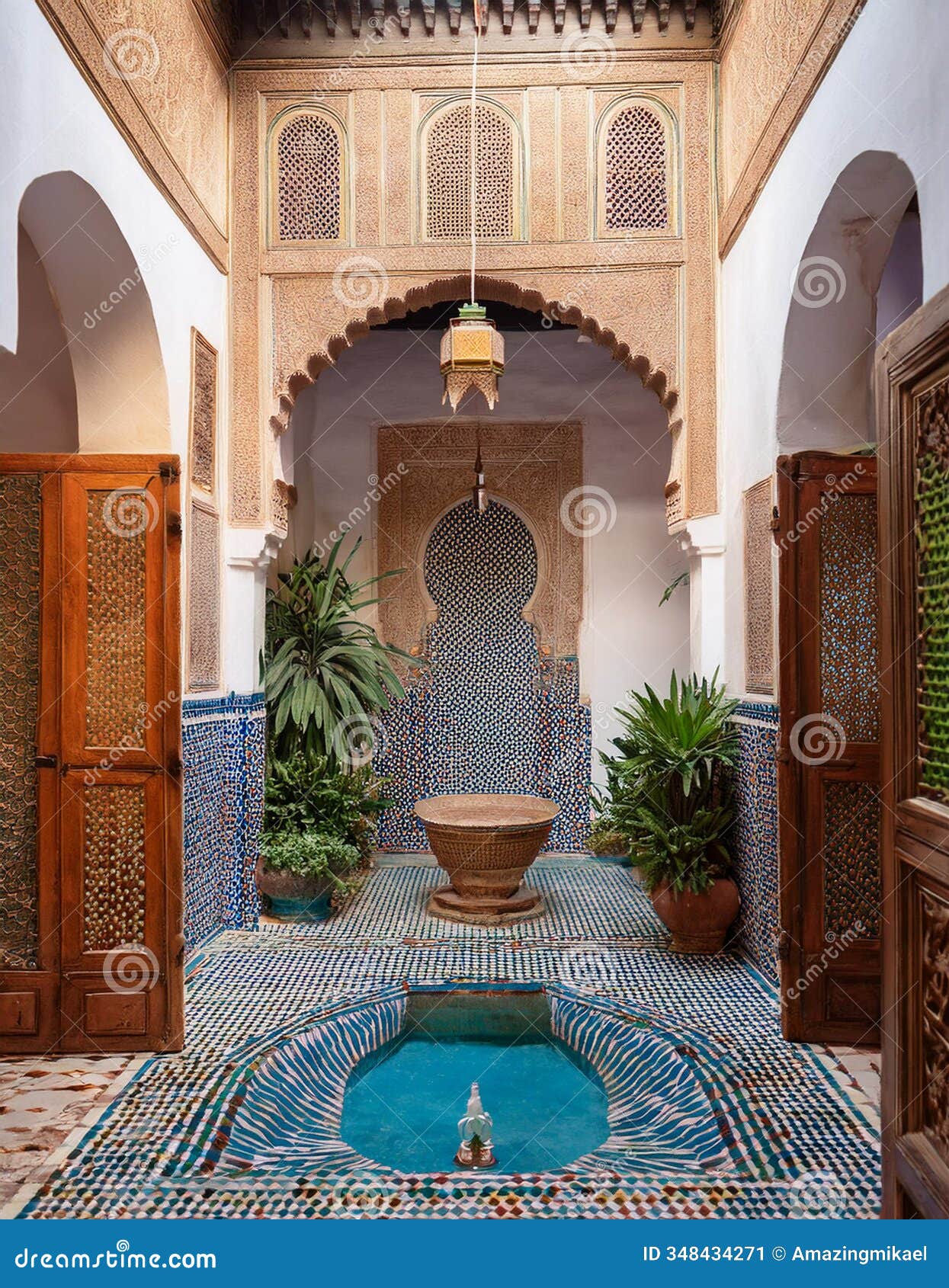 Moroccan Riad with Traditional Courtyard Stock Image - Image of ...