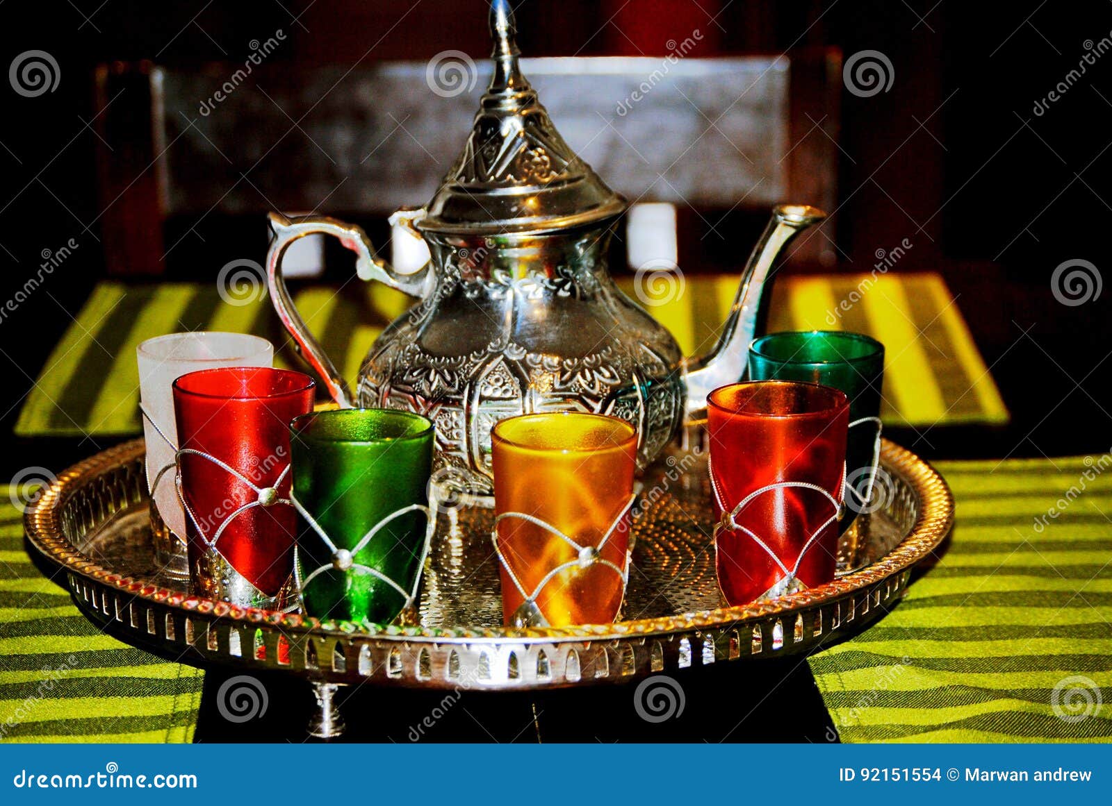 Moroccan Set of Cups and Teapot Stock Photo - Image of market, drinks ...