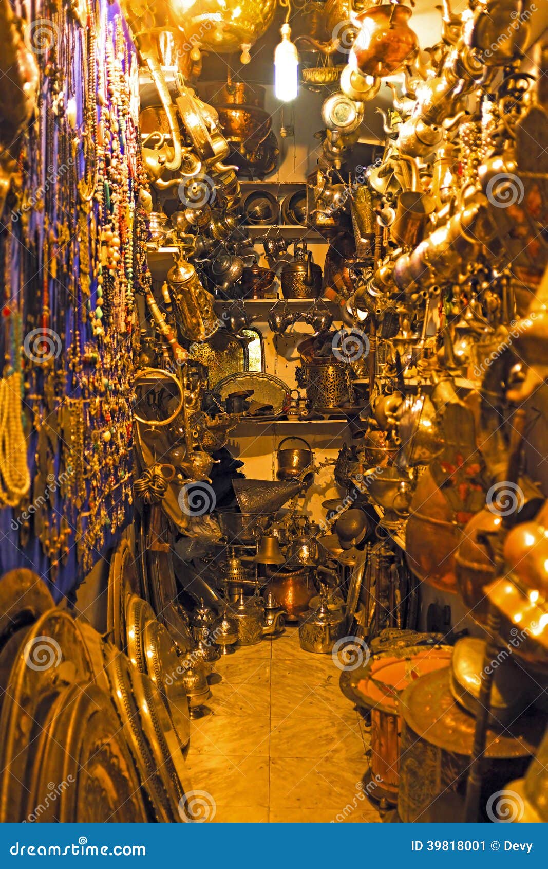 Moroccan Shop with Copper Pots Stock Image - Image of pots, moroccan ...