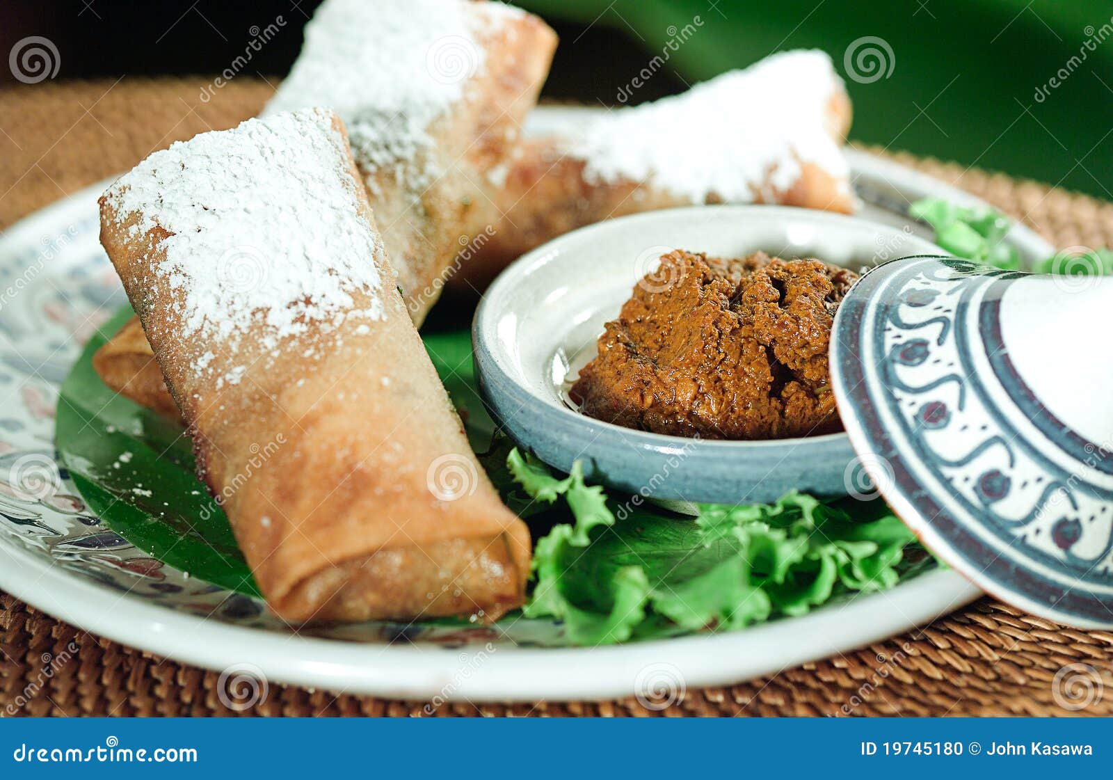 Moroccan Spring Rolls Style Isolated Stock Photo - Image of sauce ...
