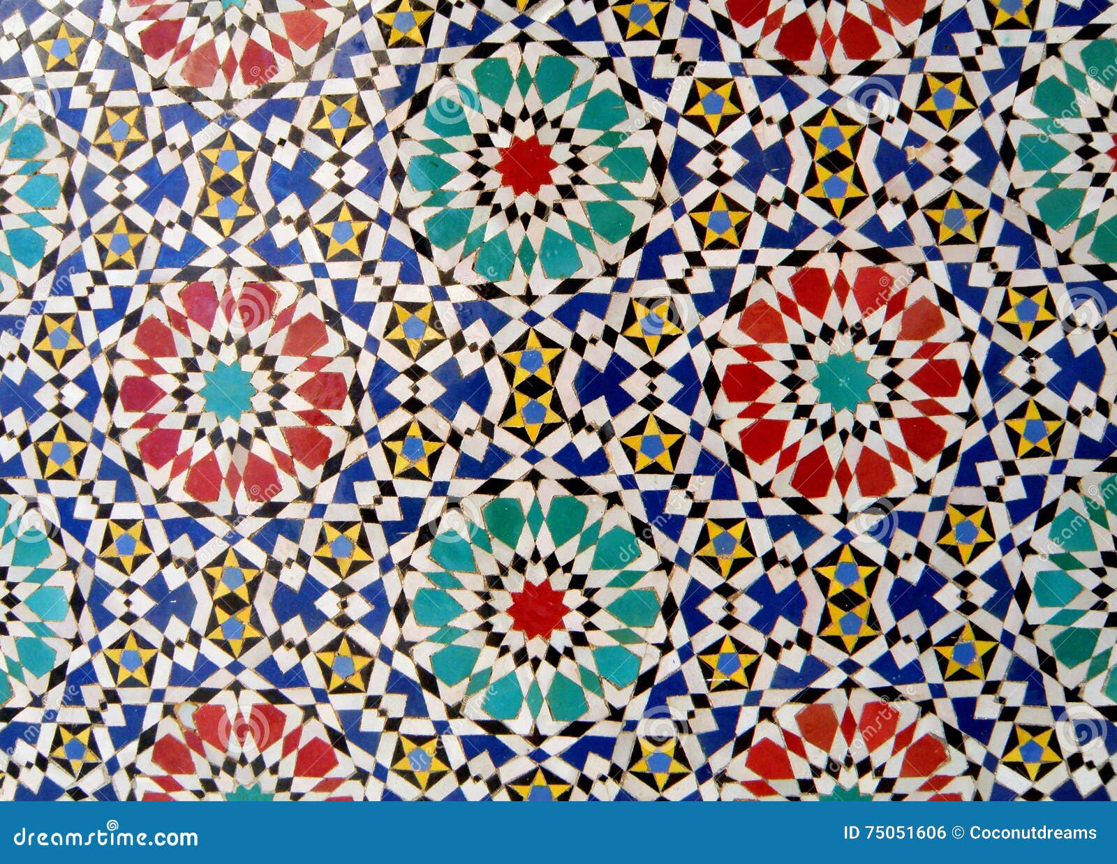 Moroccan Style Circle Pattern Brightly & Colorful Tiled Wall in Fez ...