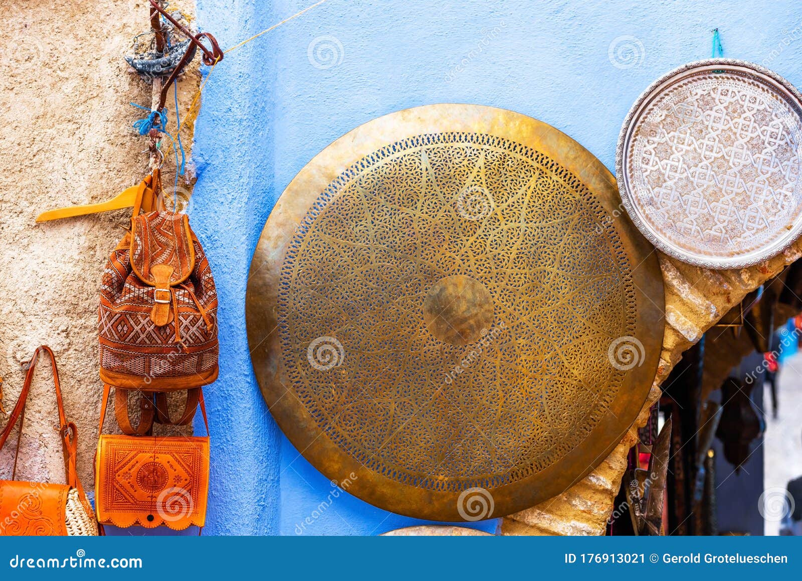 Moroccan-style Cookware in the Store, Chefchaouen, Morocco Stock Image ...