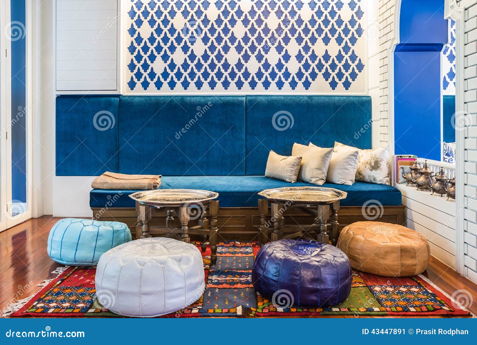 Moroccan Style living room stock image. Image of lamps - 43447891