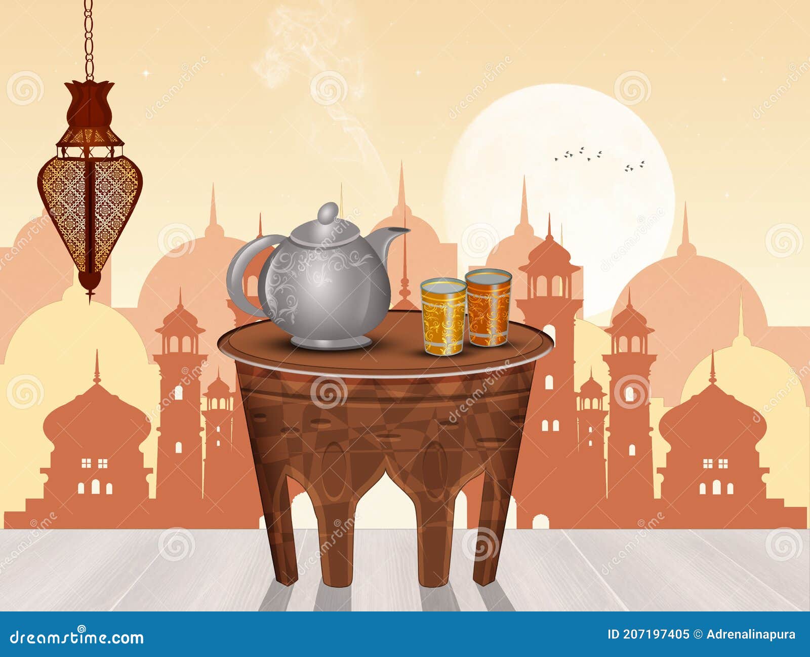 Moroccan tea service stock illustration. Illustration of tradition ...