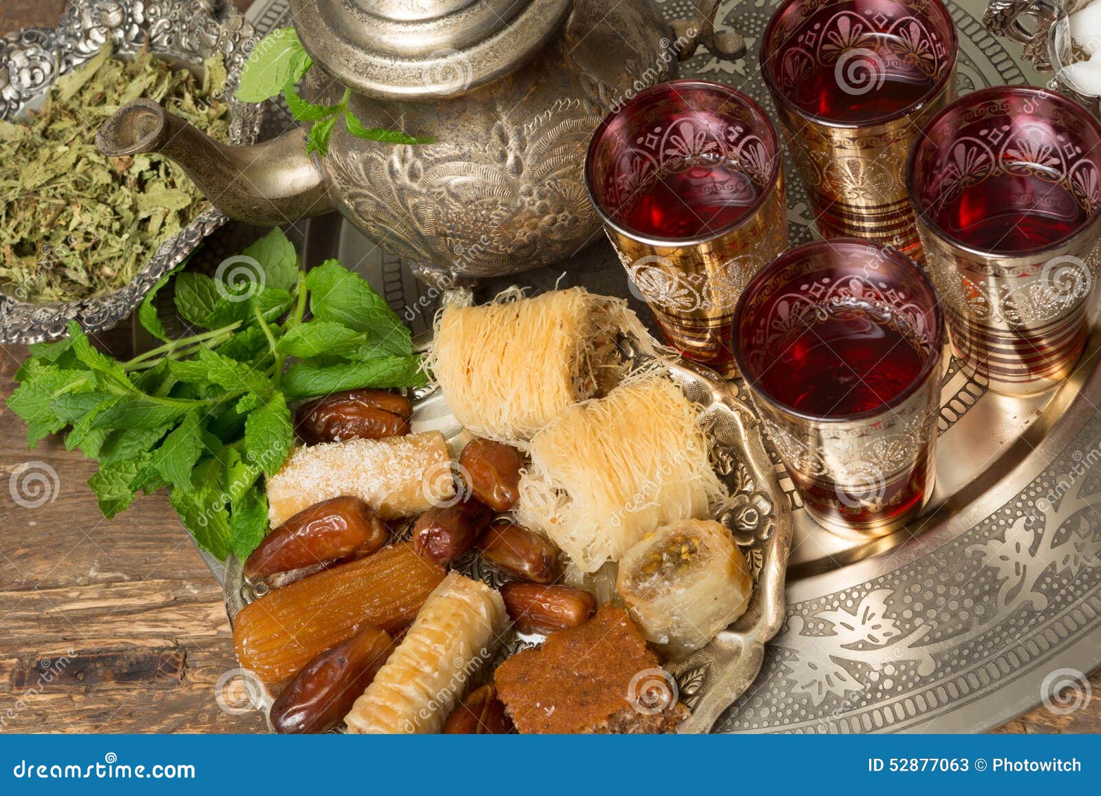 Moroccan tea tray stock image. Image of ramadan, dates - 52877063