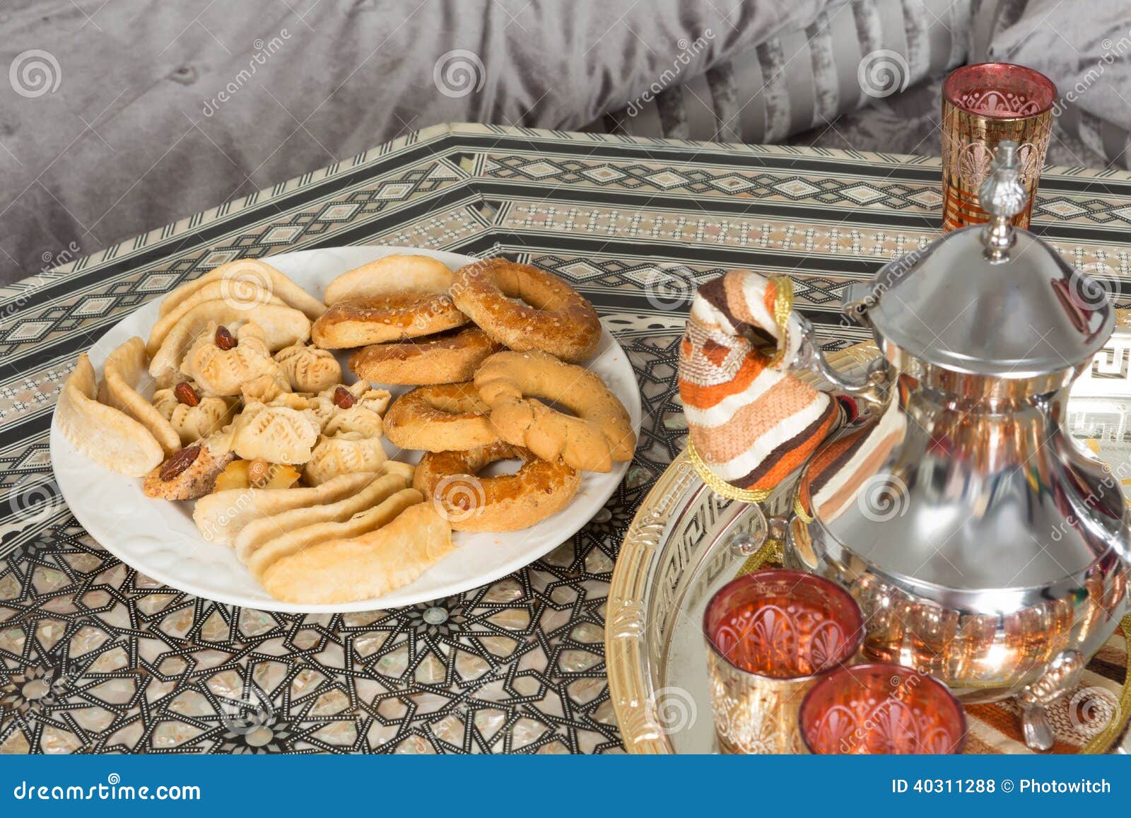 Moroccan Tea Tray and Ramadan Cookies Stock Photo - Image of tradition ...