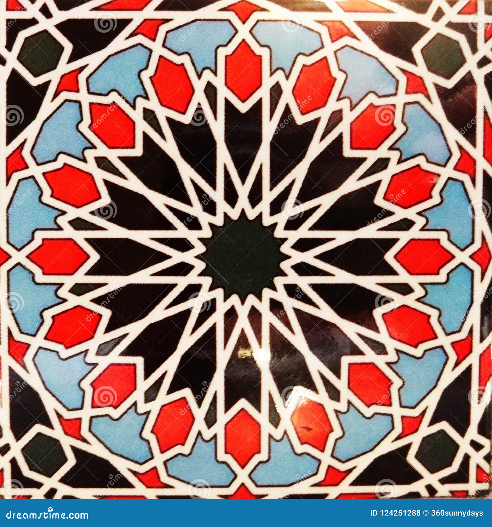Moroccan Tile: Black, Red, and Blue Stock Photo - Image of blue, tile ...