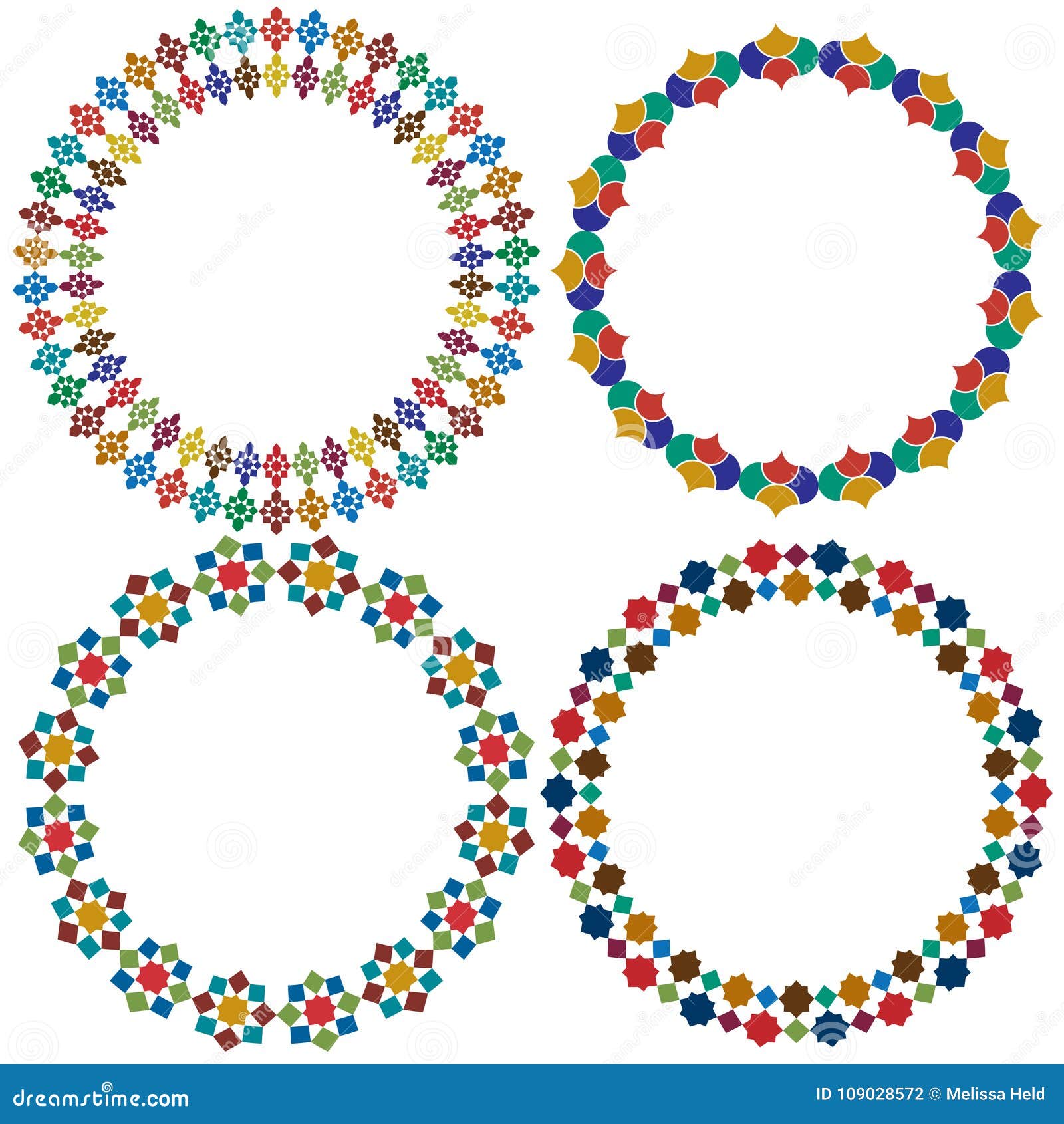 Moroccan Tile Circle Frames Vector Graphics Stock Illustration ...