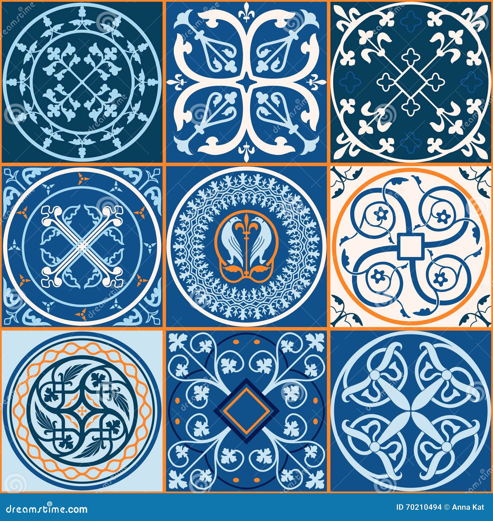 Moroccan tiles Pattern stock vector. Illustration of blue - 70210494