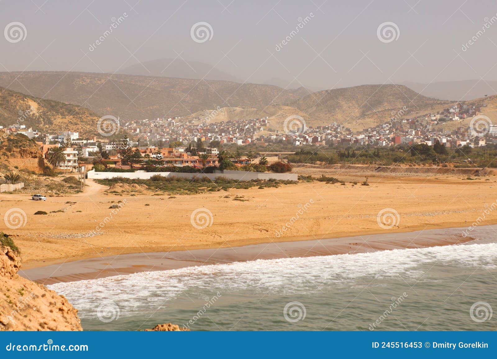 Moroccan Village on the Beach of the Atlantic Ocean Stock Image - Image ...
