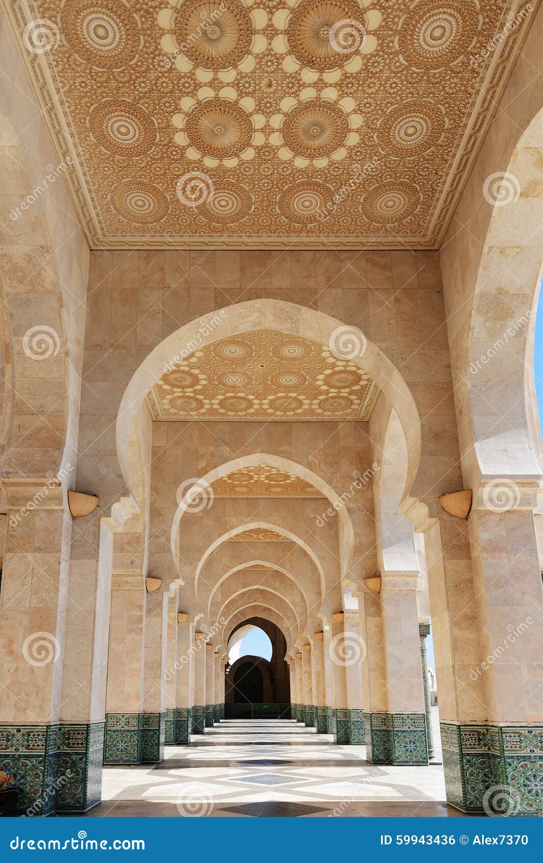 Morocco. Arcade of Hassan II Mosque in Casablanca Stock Photo - Image ...