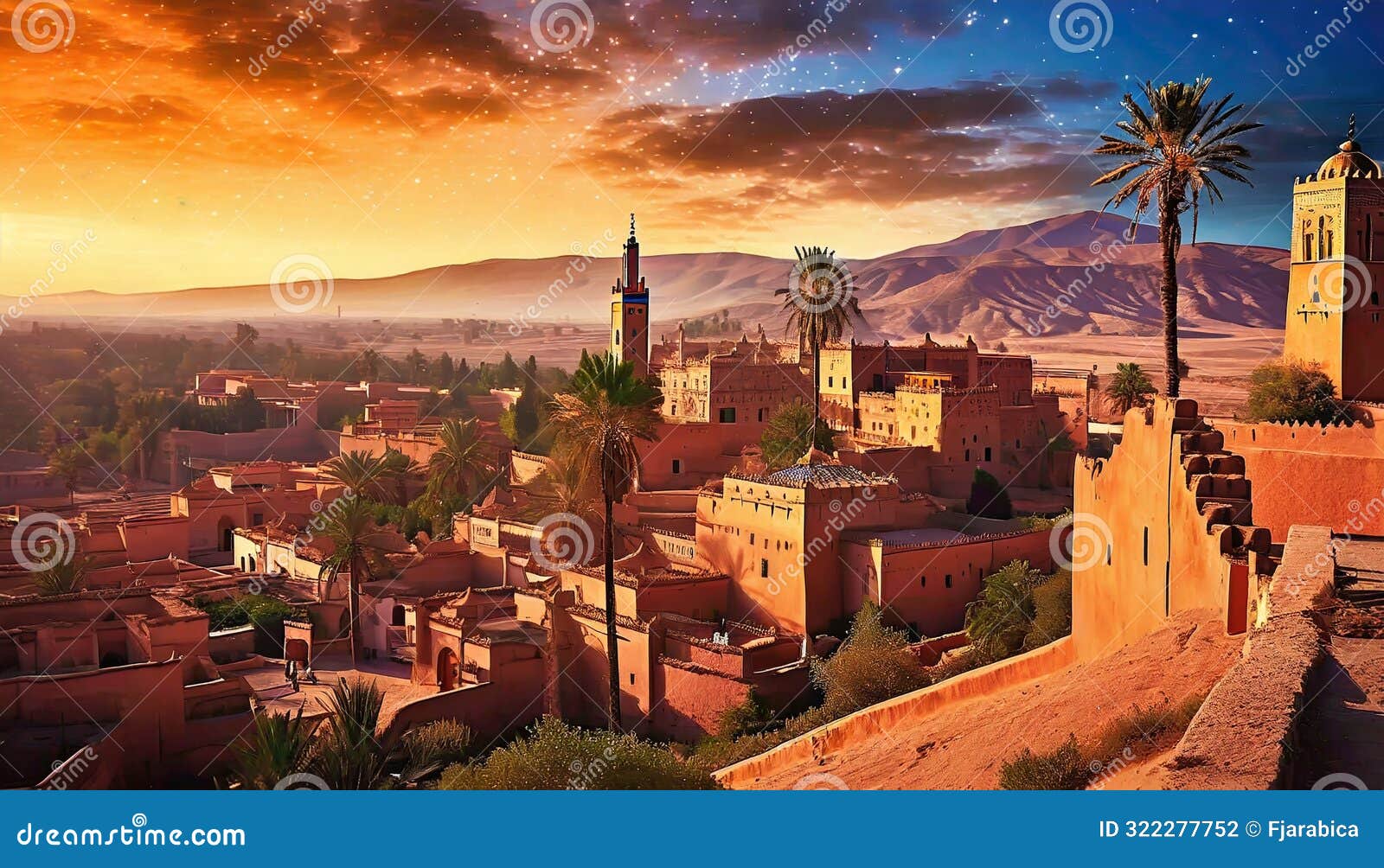 Morocco Architecture. Abstract Moroccan Building With Arches And Plants ...