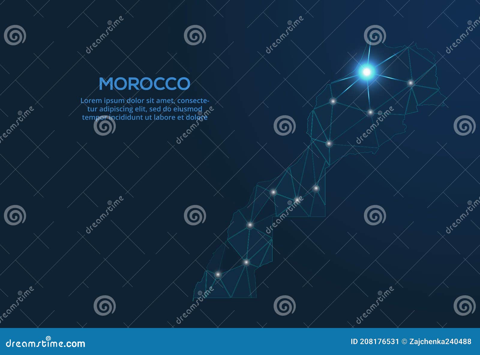 Morocco Communication Network Map. Vector Low Poly Image Of A Global ...