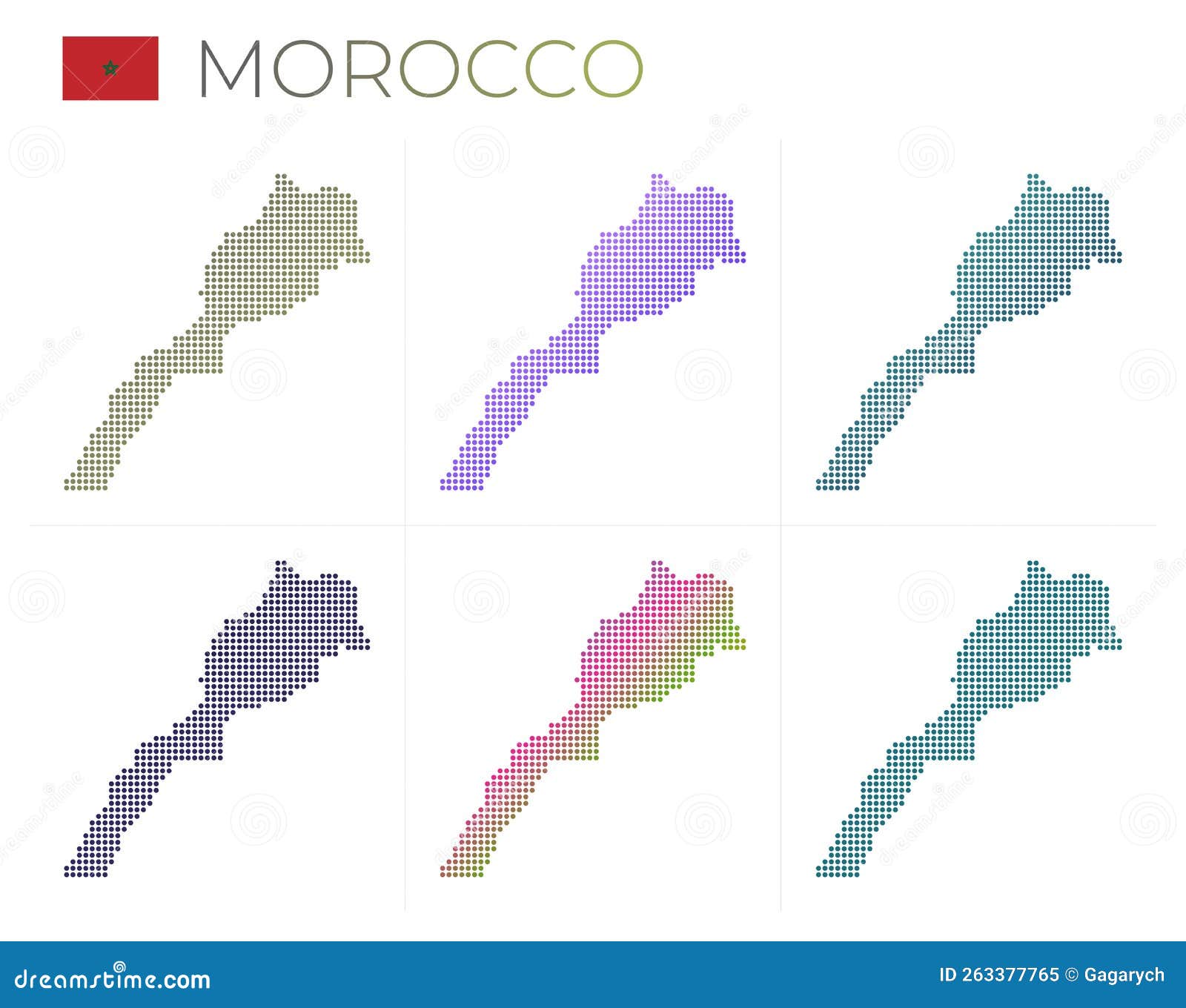 Morocco dotted map set. stock vector. Illustration of element - 263377765