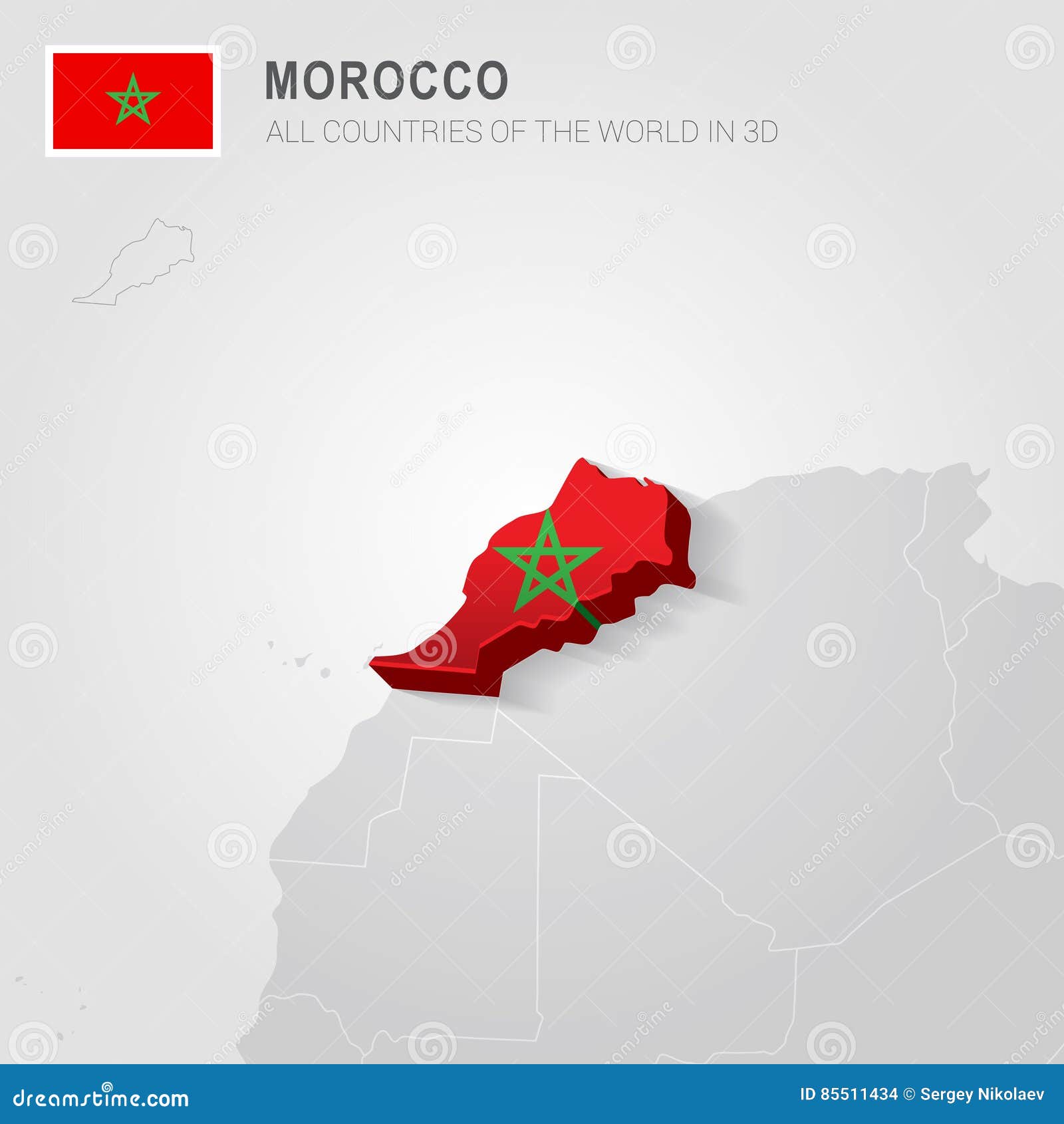 Morocco drawn on gray map. stock vector. Illustration of guide - 85511434