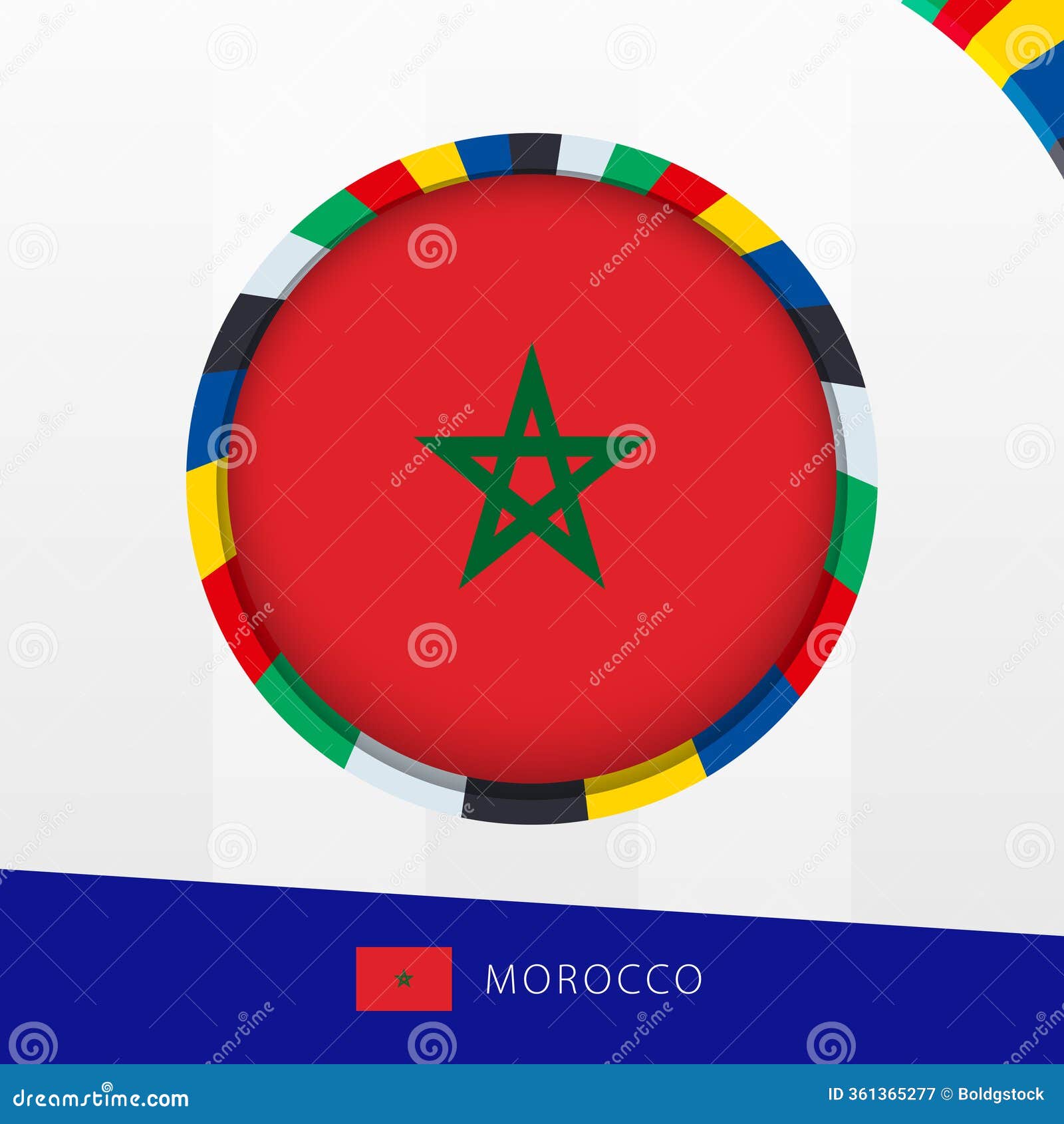 Morocco Flag with Colorful Circle Border Stock Illustration ...