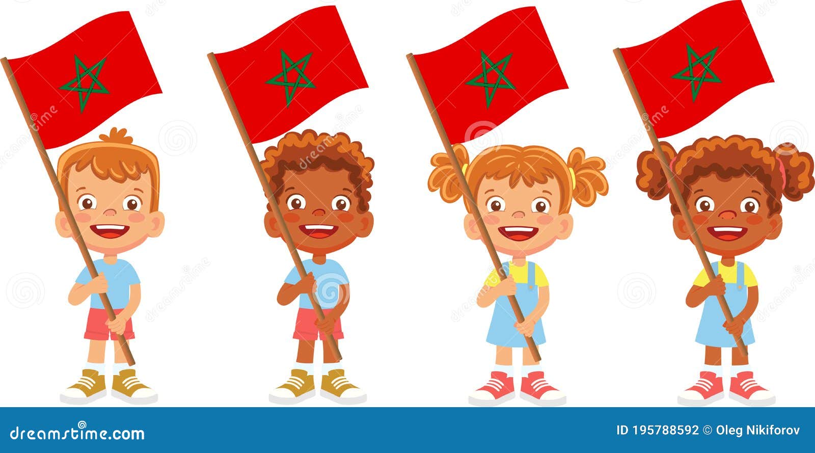 Morocco flag in hand set stock illustration. Illustration of flag ...