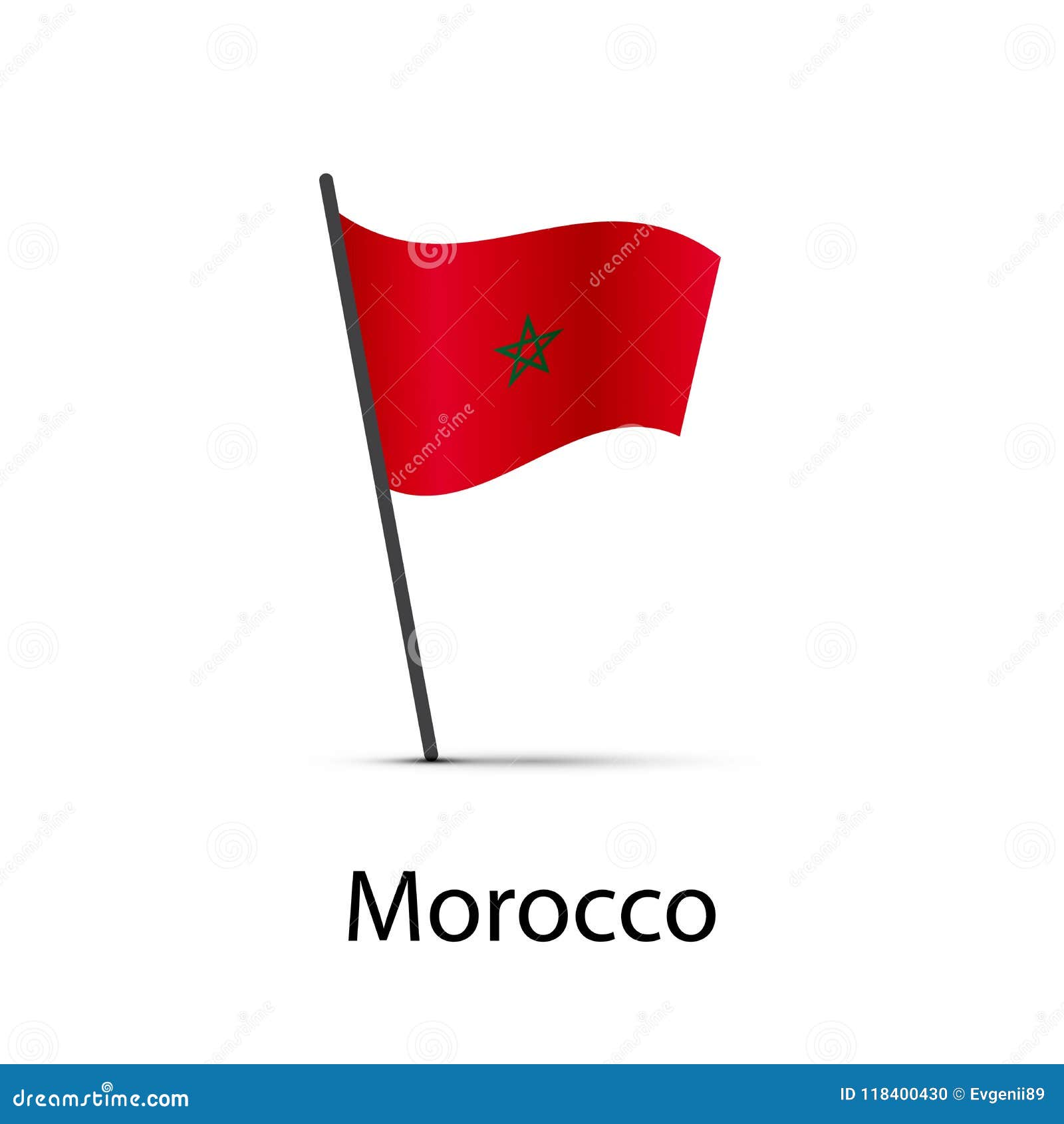 Morocco Flag on Pole, Infographic Element on White Stock Vector ...