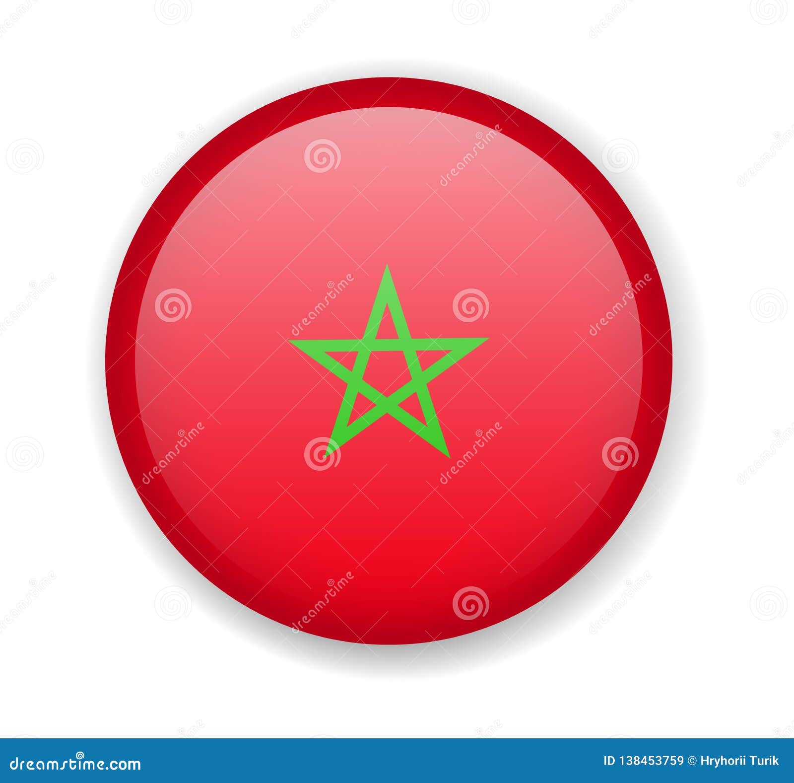 Morocco Flag Round Bright Icon on a White Background Stock Vector ...