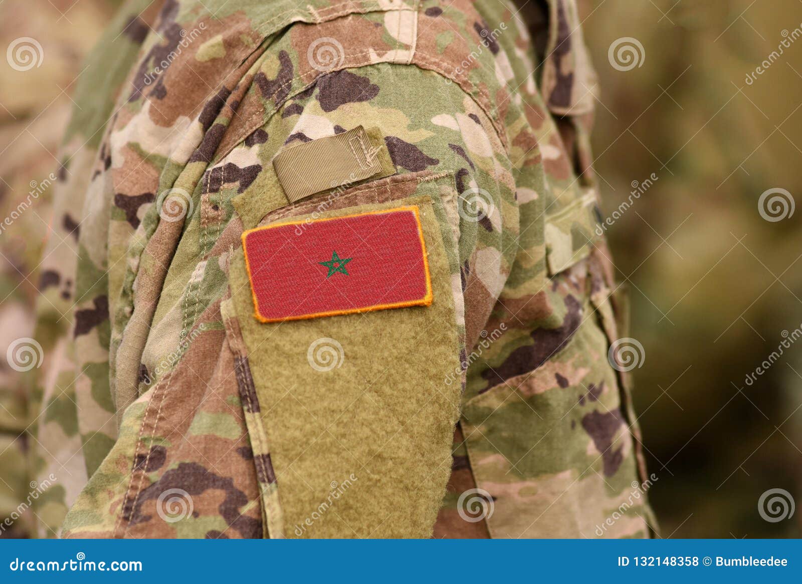 Morocco Flag on Soldiers Arm. Morocco Troops Collage Stock Photo ...