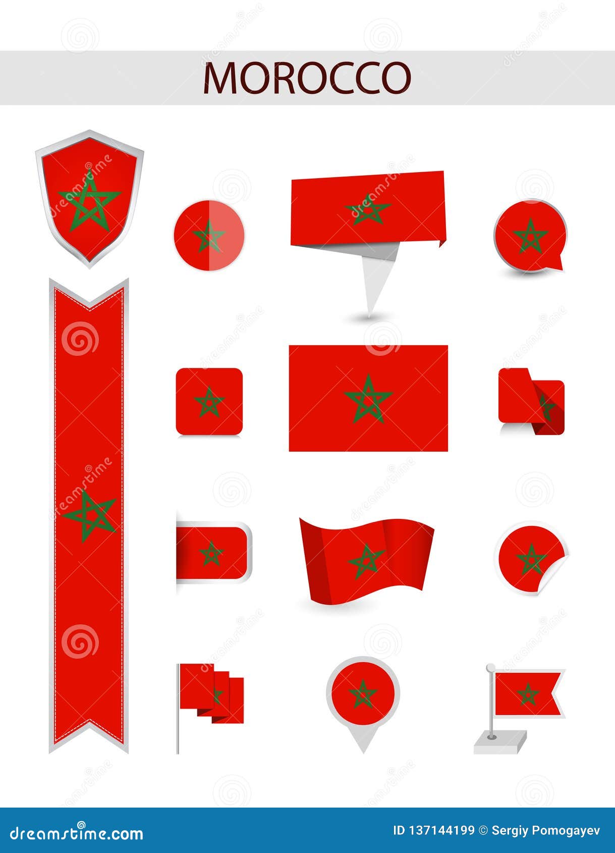 Morocco Flat Flag Collection Stock Vector - Illustration of ...