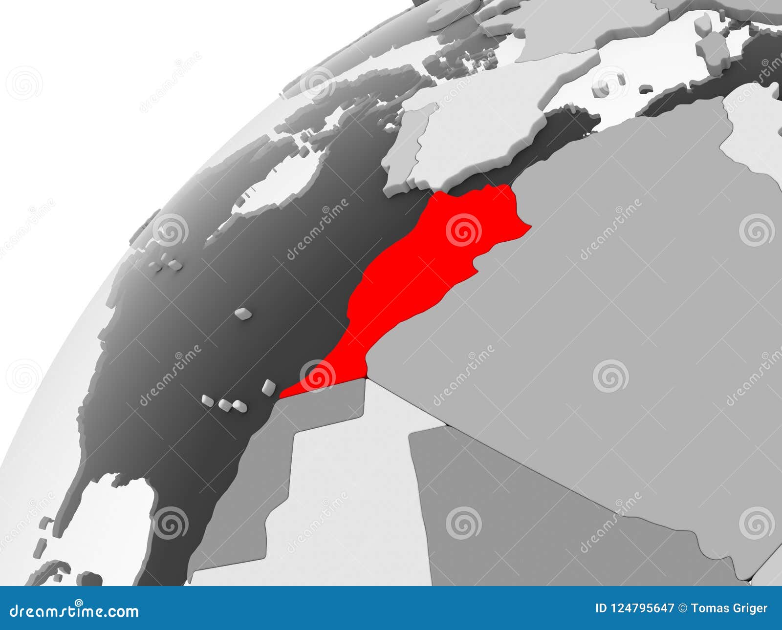 Morocco on Grey Political Globe Stock Illustration - Illustration of ...