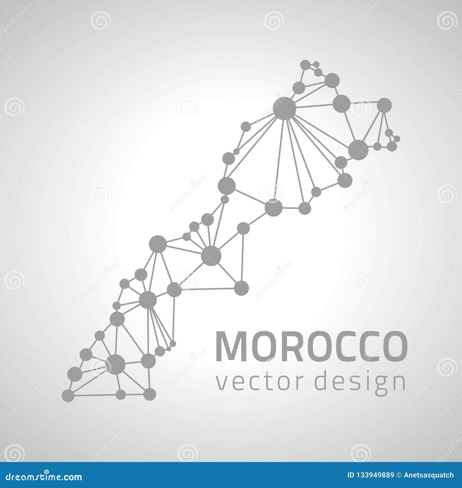 Morocco Vector Dot Grey Outline Triangle Perspective Modern Map Stock Vector - Illustration of ...