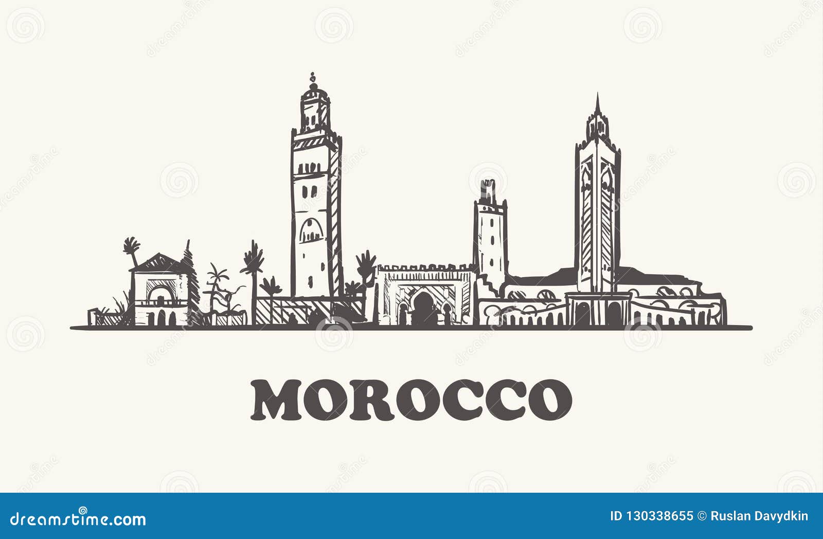 Map Of Morocco With Hand Drawn Sketch Pen Map Inside. Vector ...
