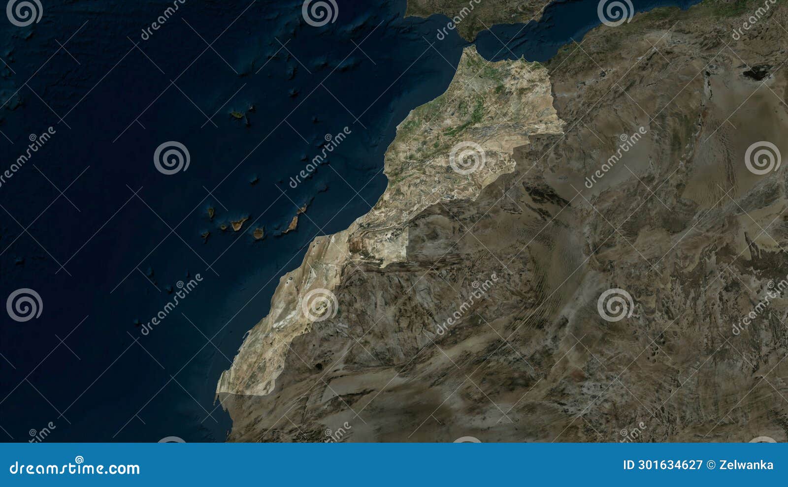 Morocco Highlighted. High-res Satellite Stock Illustration ...