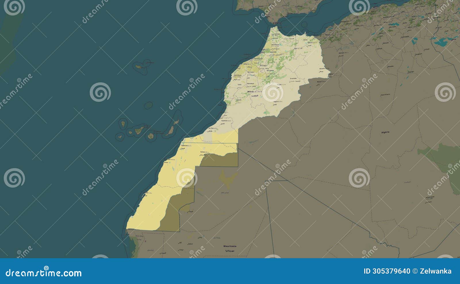 Morocco Highlighted. Topo Humanitarian Stock Illustration ...