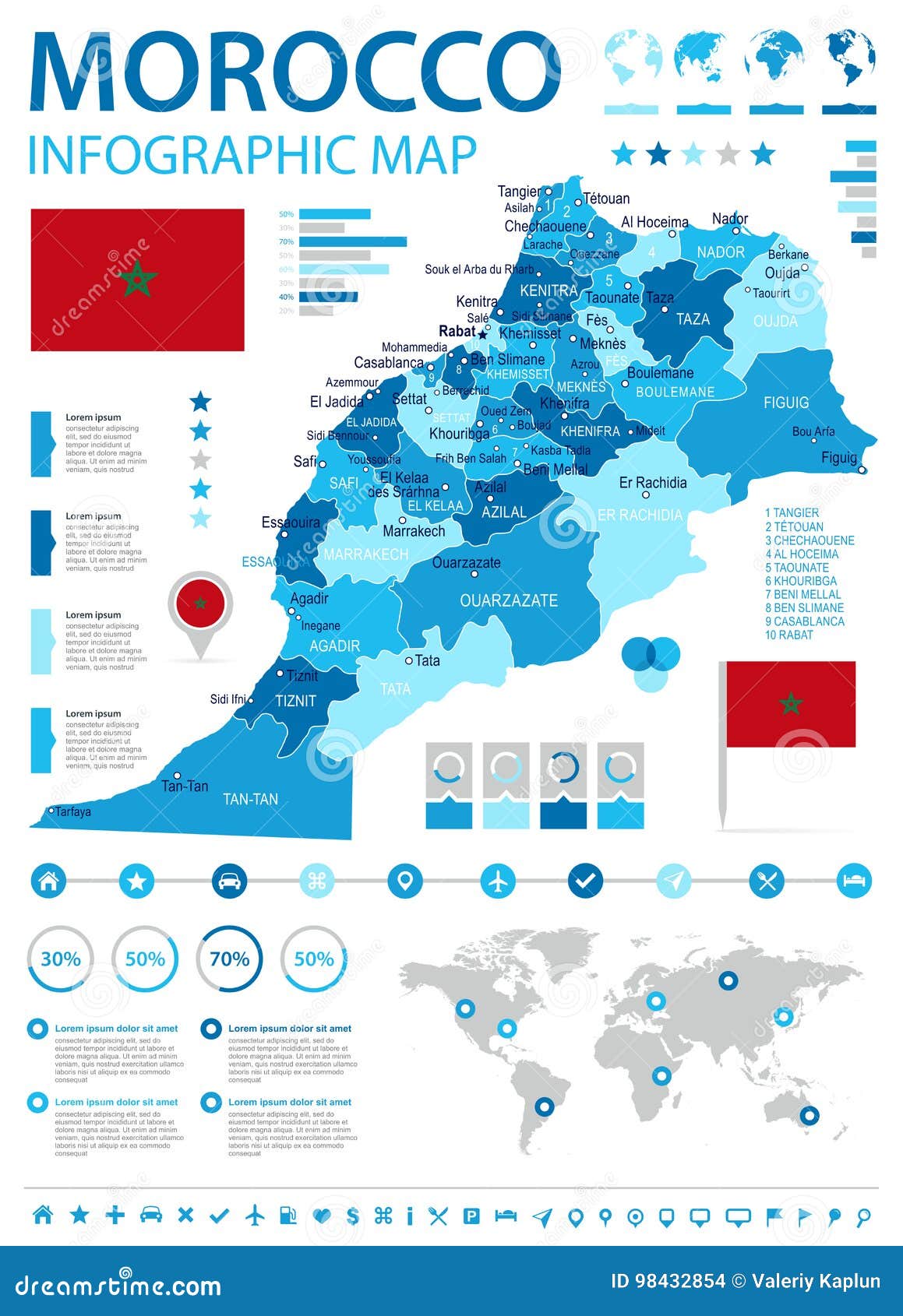 Morocco - Infographic Map and Flag - Illustration Stock Illustration ...