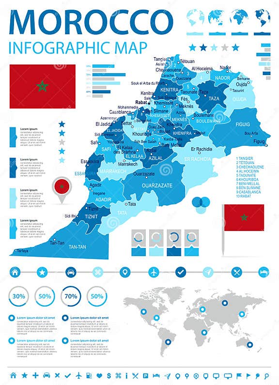 Morocco - Infographic Map and Flag - Illustration Stock Illustration ...