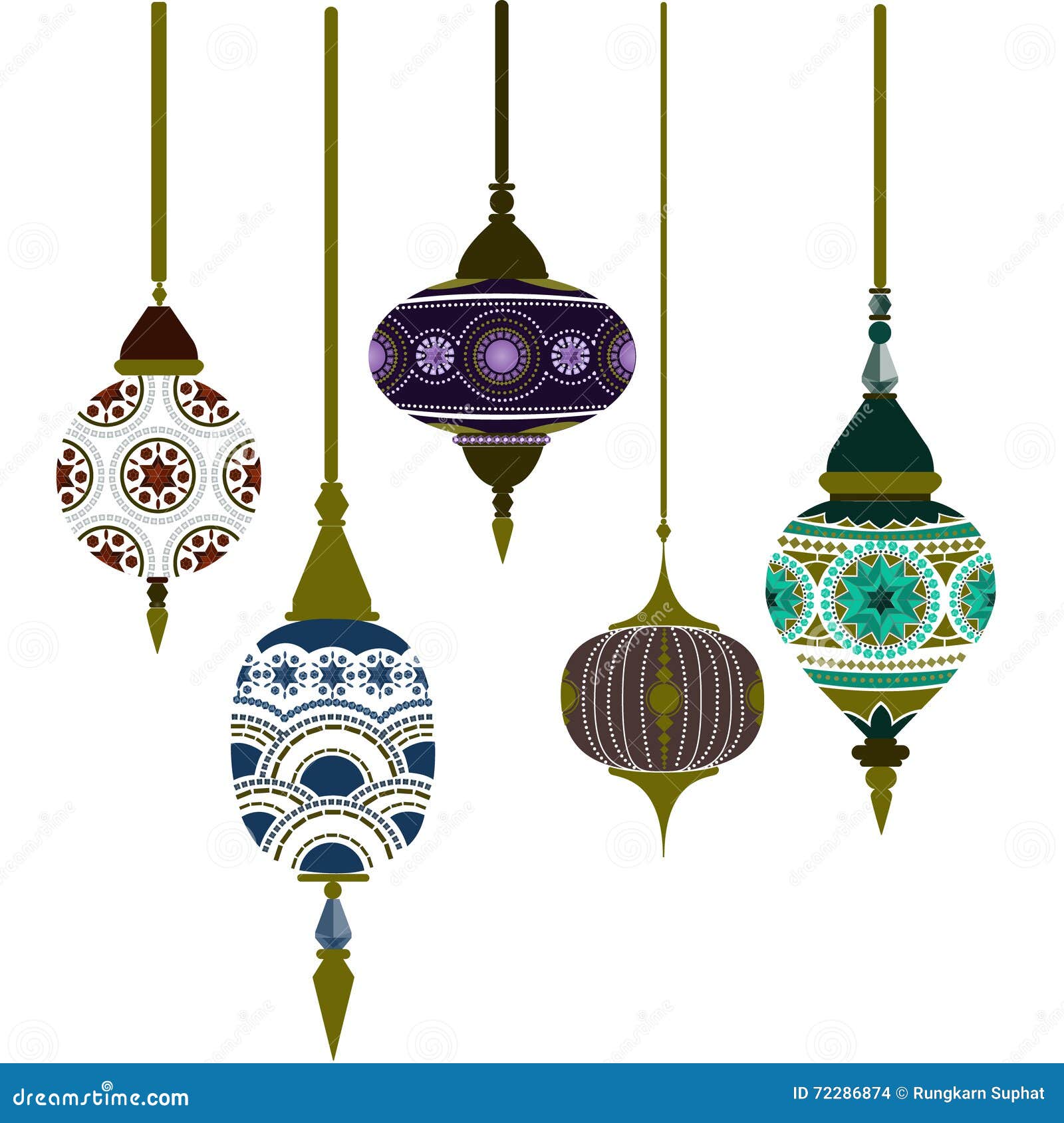 Morocco Lamps stock vector. Illustration of mediterranean - 72286874