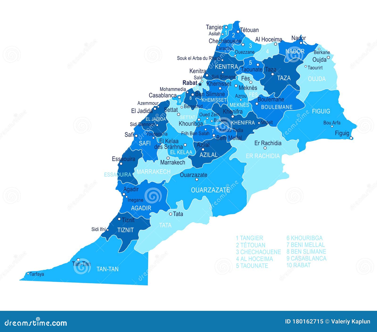 Morocco Map. Cities, Regions. Vector Stock Illustration - Illustration ...