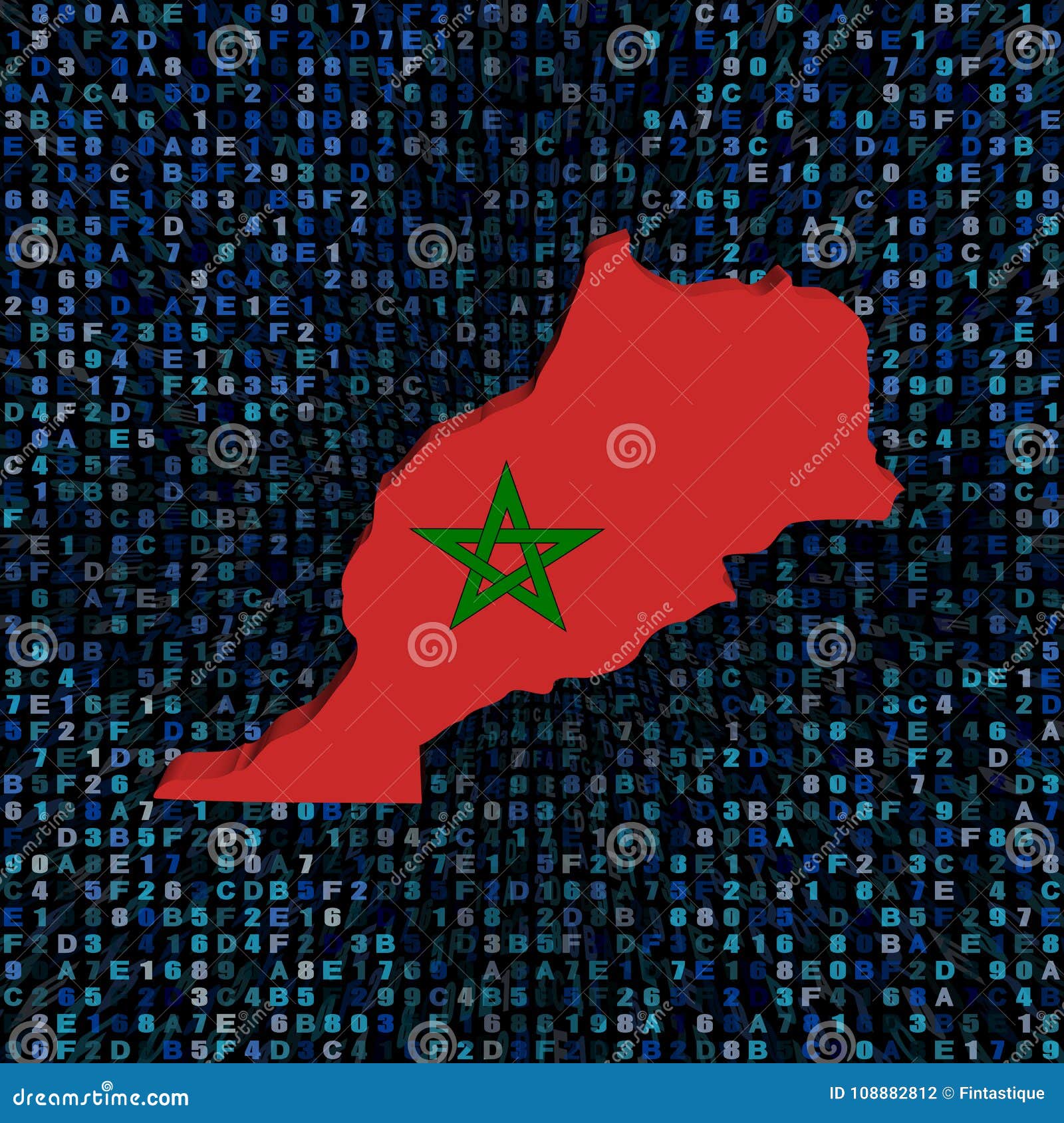 Morocco Map Flag on Hex Code Illustration Stock Illustration ...