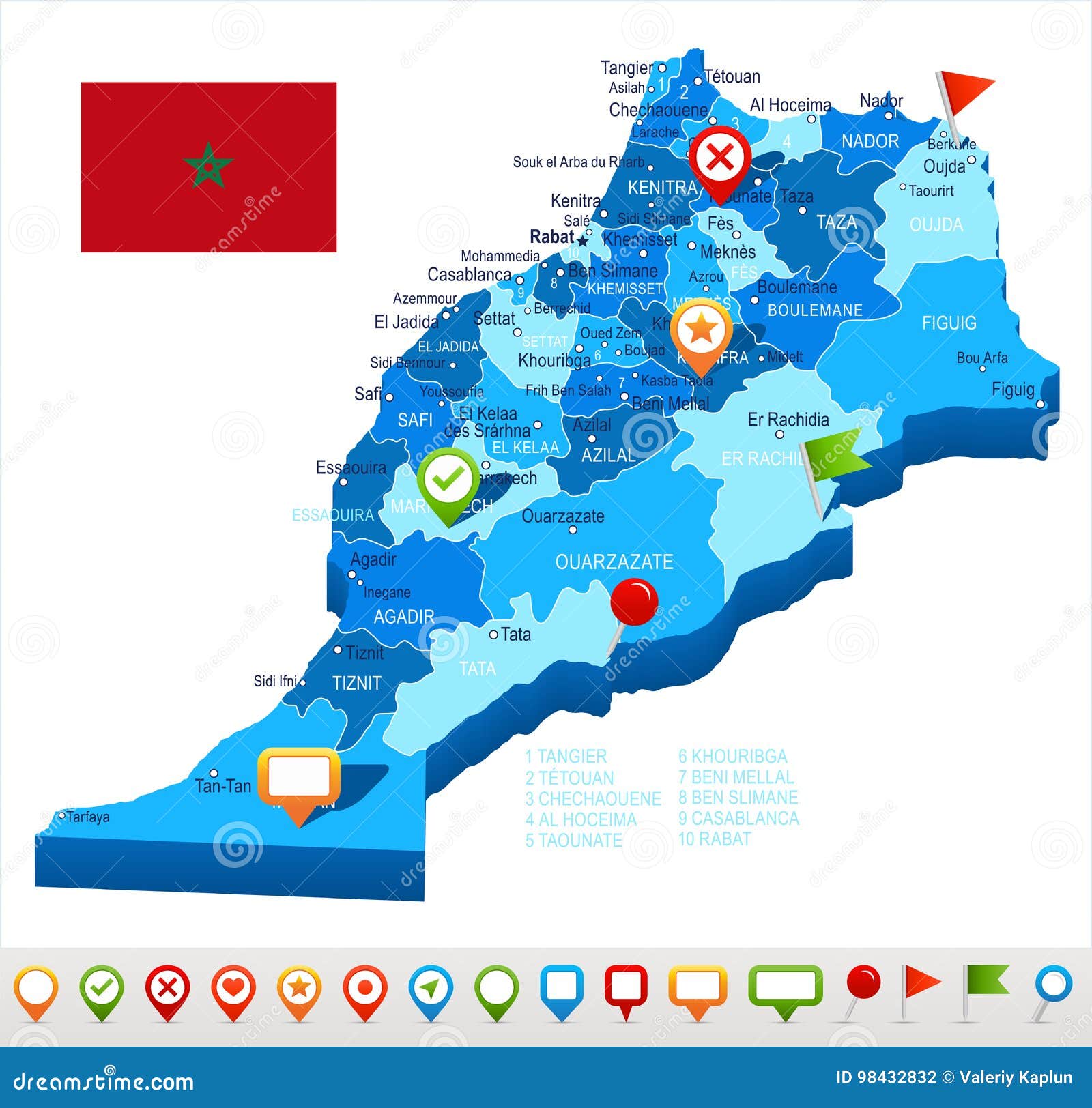 Morocco - Map and Flag Illustration Stock Illustration - Illustration ...